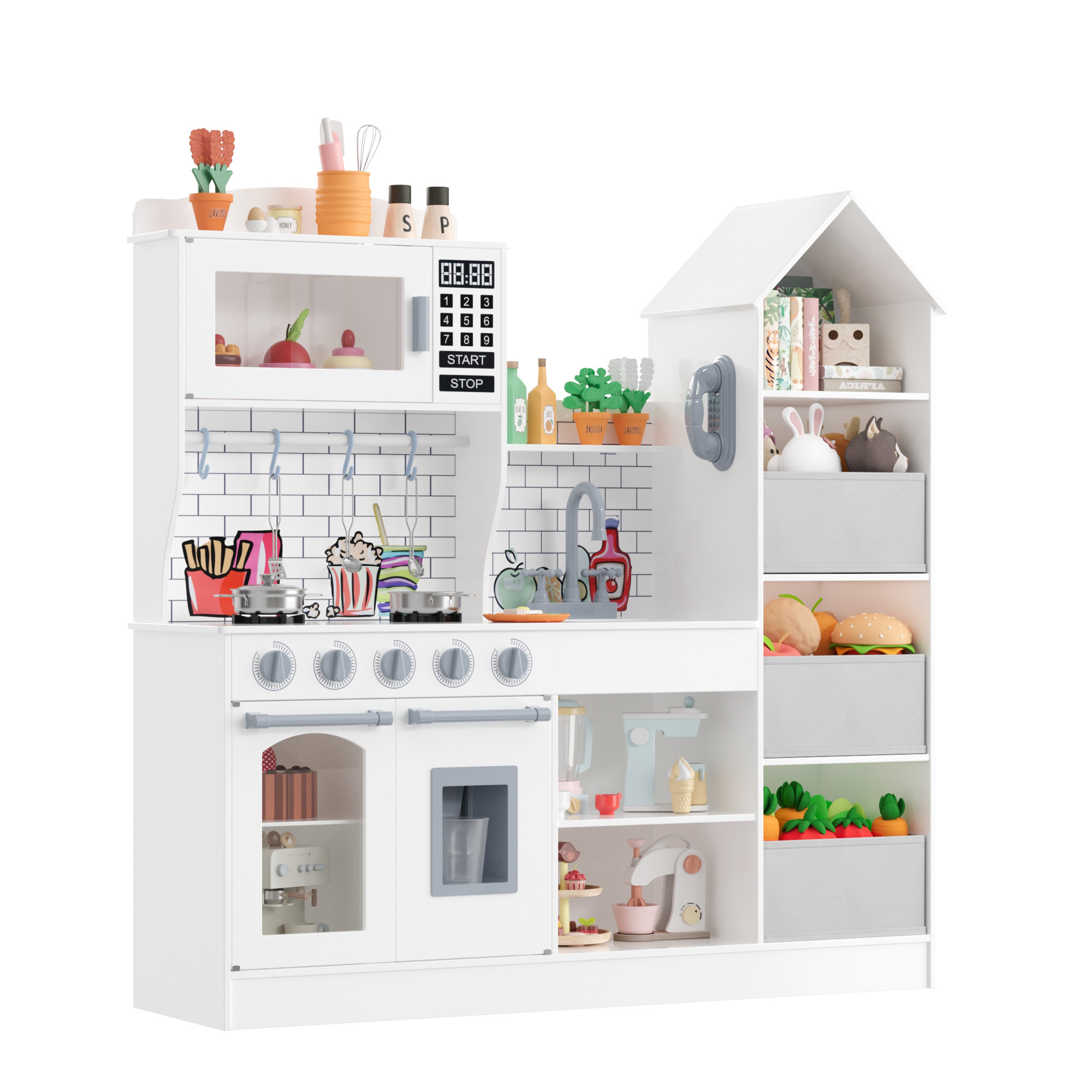 HOMECHO Play Kitchen & Accessories Set, Preschool Kitchen Set, Kids ...