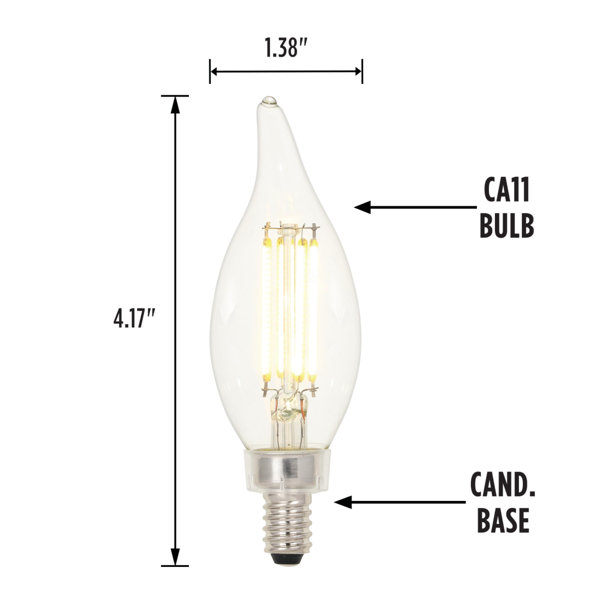 Westinghouse Lighting 60 Watt Equivalent CA11 E12/Candelabra Dimmable ...