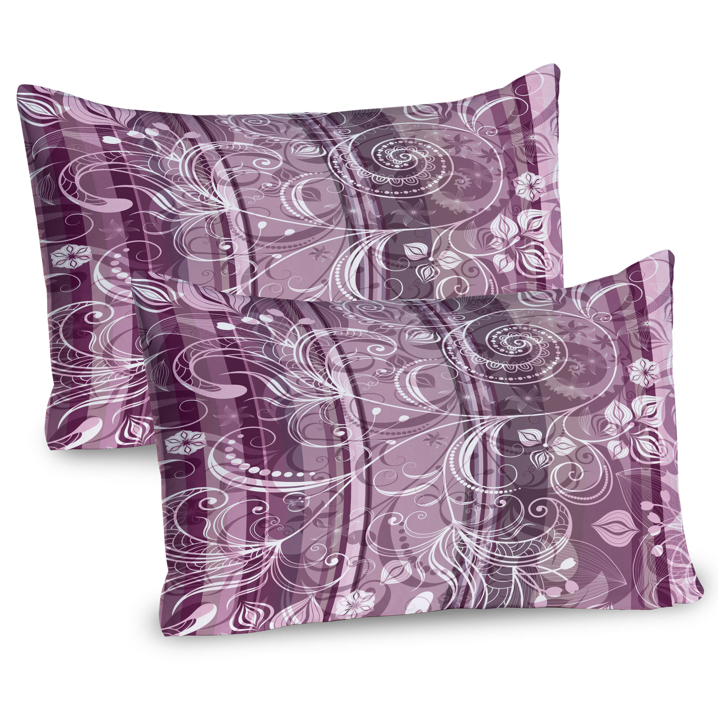 Ambesonne Lilac Pillow Sham 2 Pack Flowers Leaves Retro Lilac | Wayfair