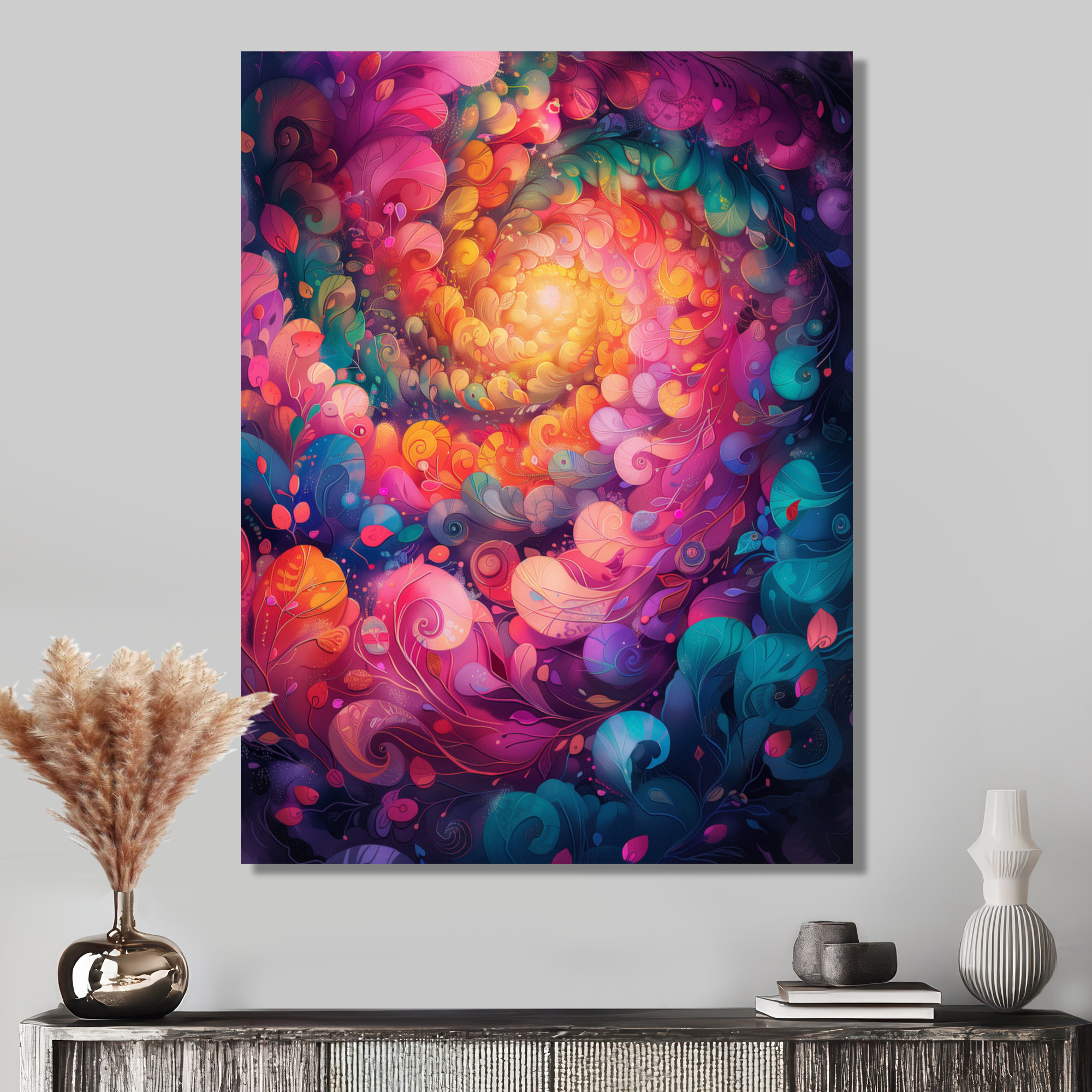 Wrought Studio™ Pink Blue Abstract Swirl Motion - Abstract Spirals Wall ...