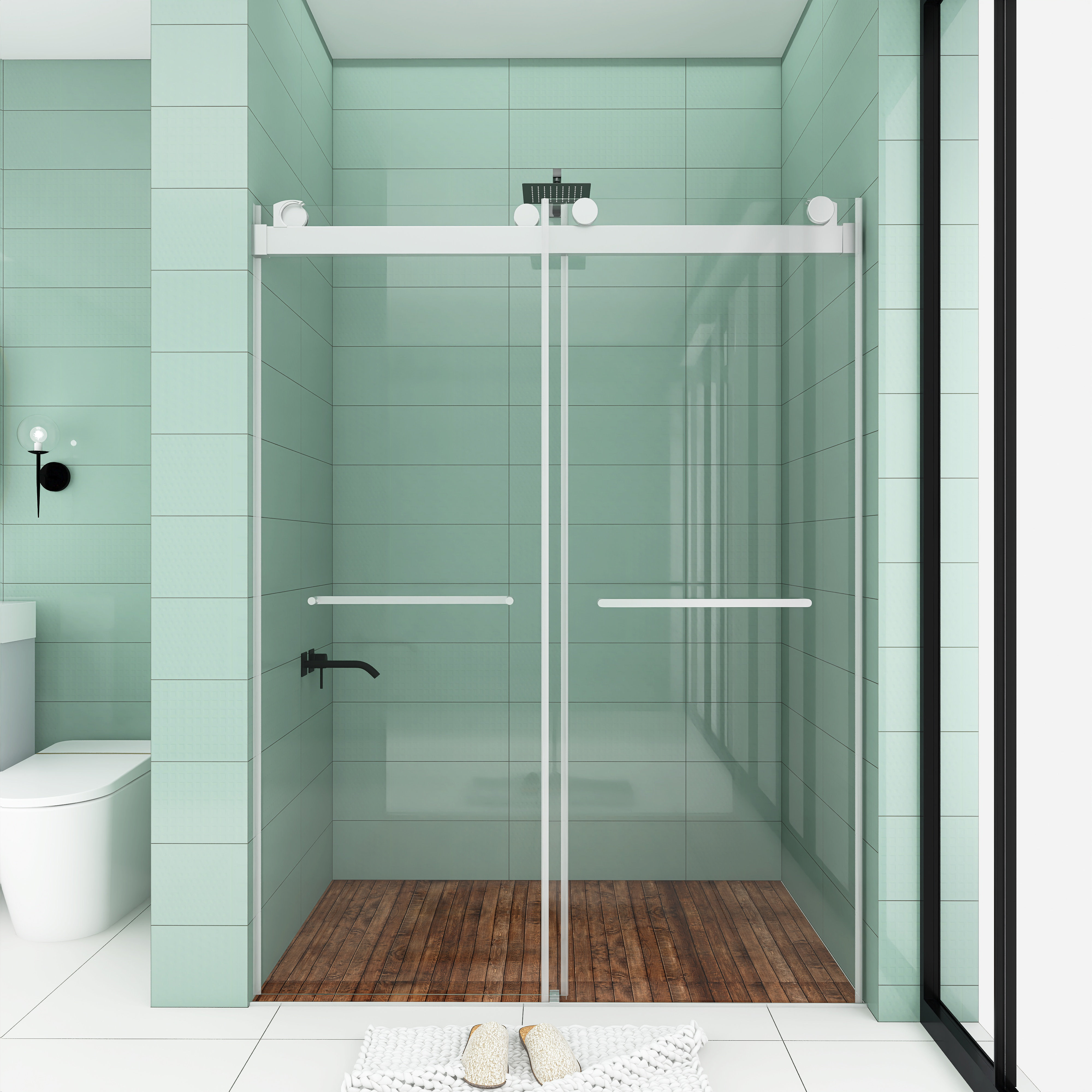 Bossicavelly 60'' - W x 79'' H Double Sliding Door Frameless Shower ...