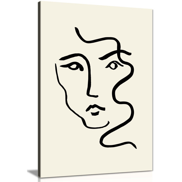 Panther Print Black Line Face Artistic - Wrapped Canvas Print | Wayfair ...