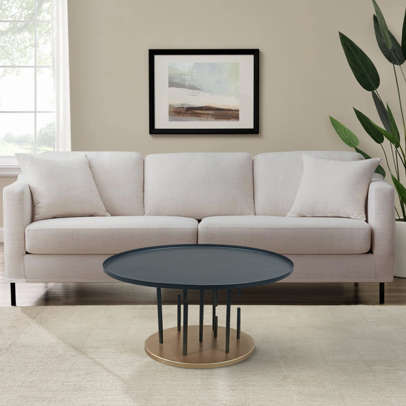 Mercer41 Gallia Round Black Tray Top Coffee Table | Wayfair