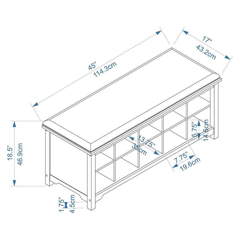 JEUPDAY 10 Pair Solid Wood Shoe Storage Bench | Wayfair