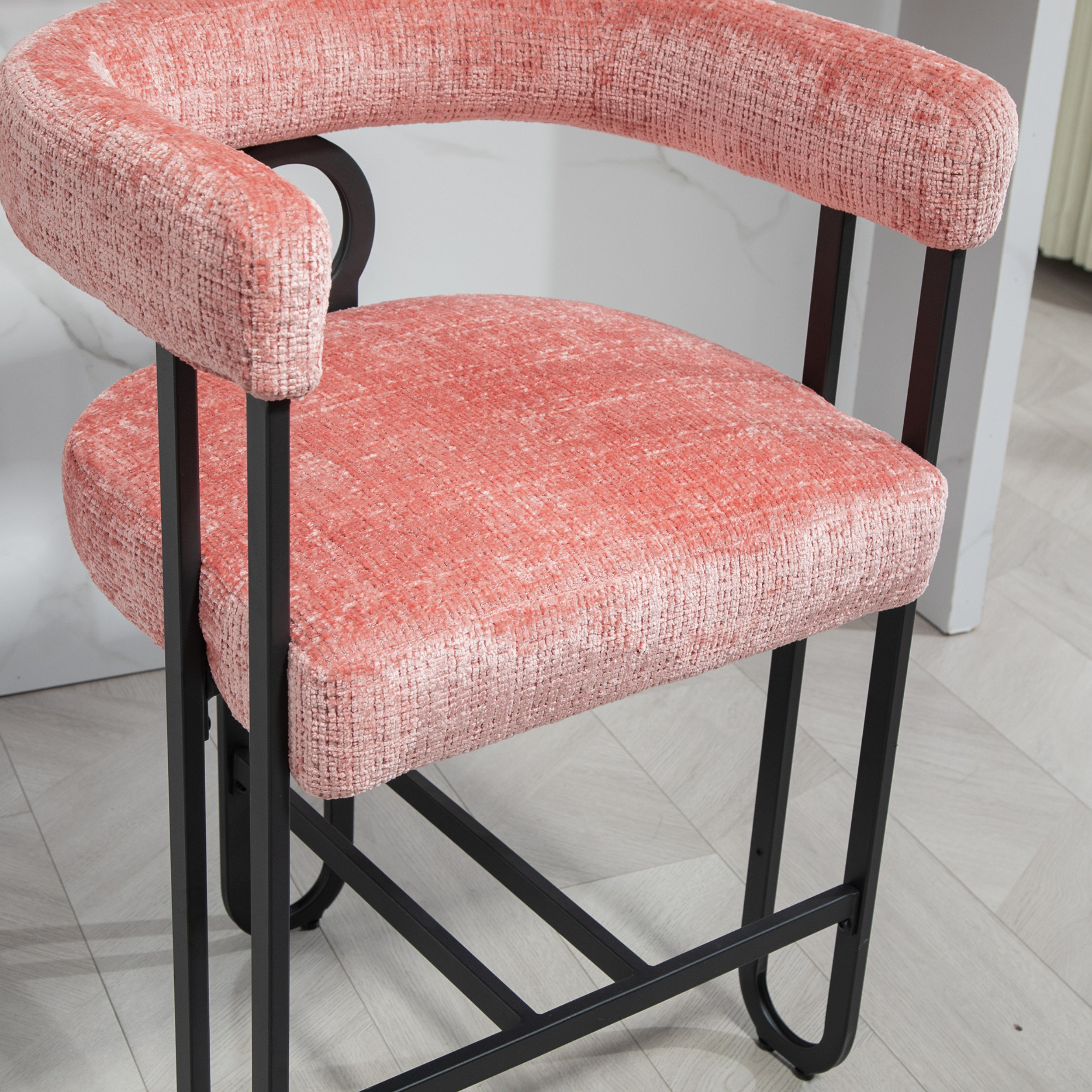 Brayden Studio® Modern style chenille bar stools with backrests | Wayfair