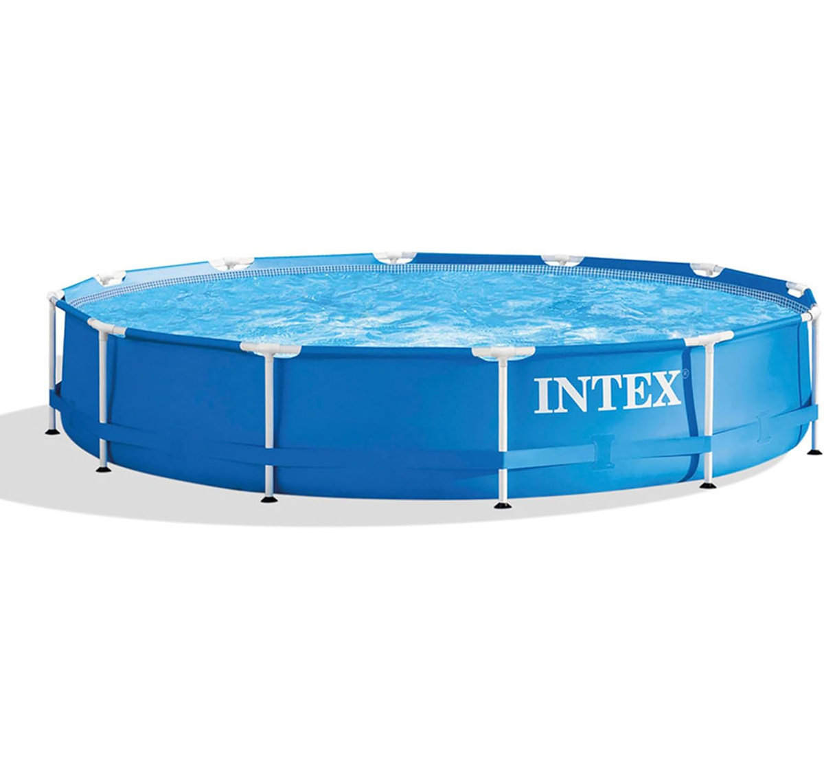 Intex Round Metal Frame Outdoor Backyard Above Ground Swimming Pool ...