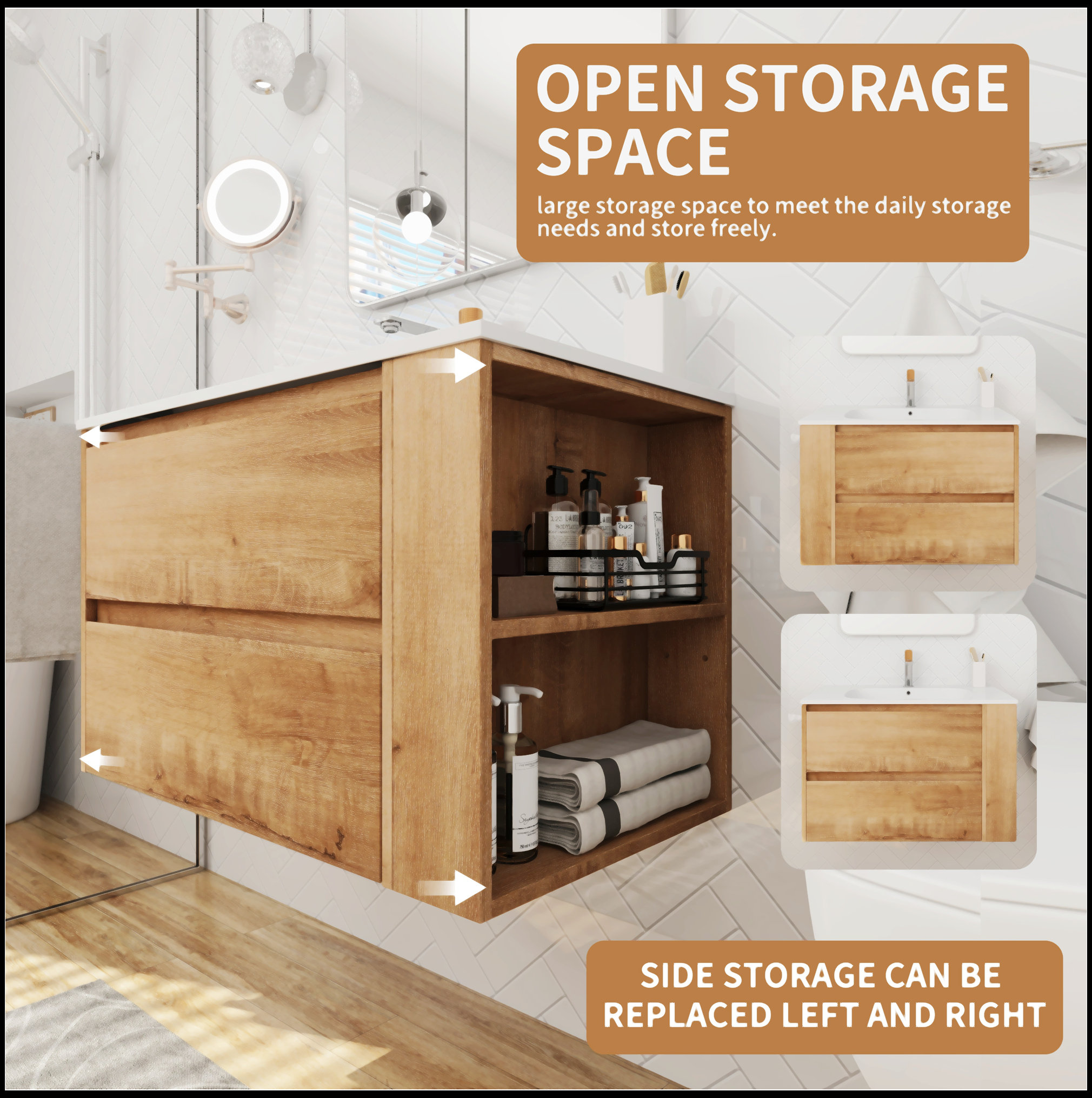 Hokku Designs 30" Wall Mounting Bathroom Vanity With Gel Sink - Wayfair ...