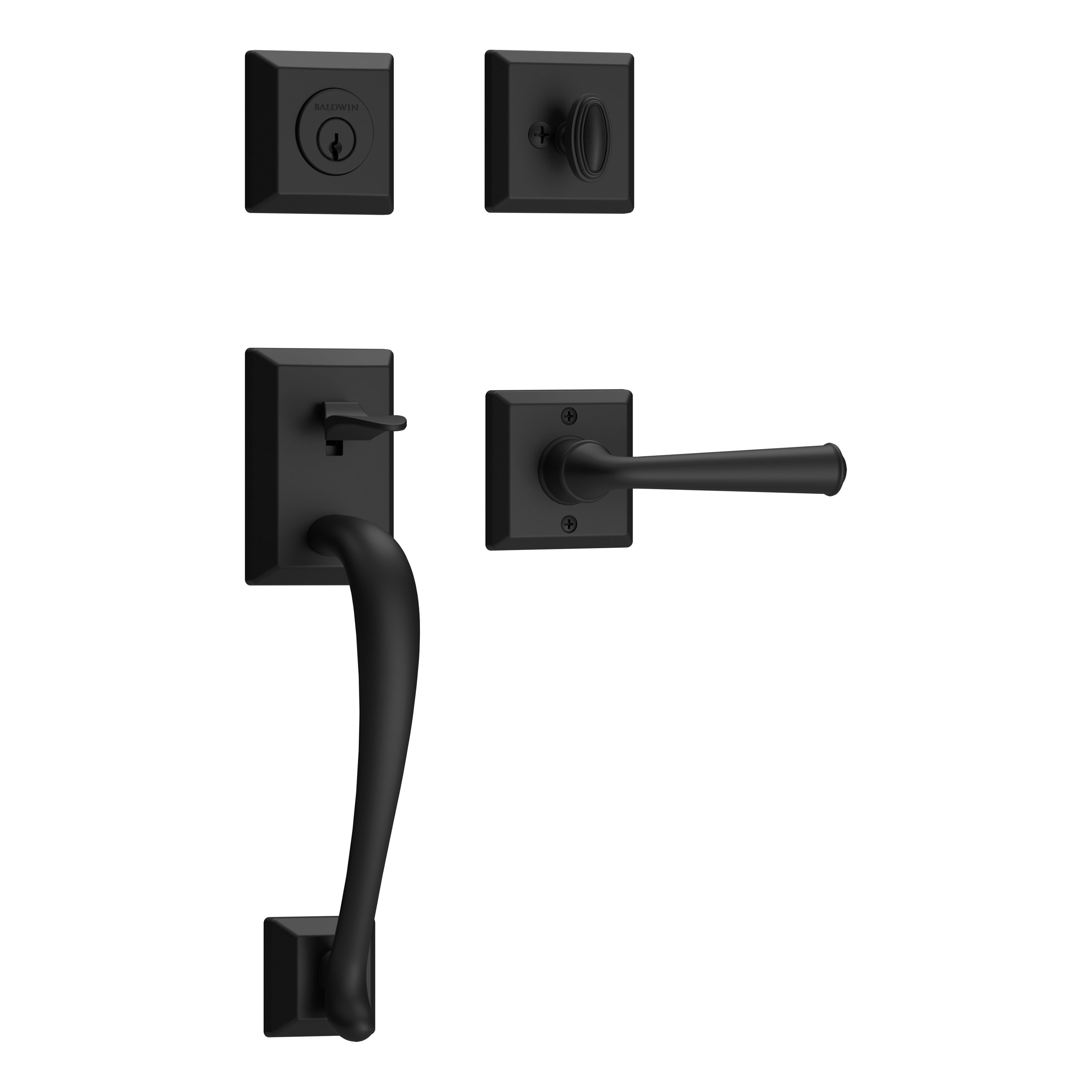 Baldwin Handleset with Single Cylinder Deadbolt and Door Lever Rosette ...