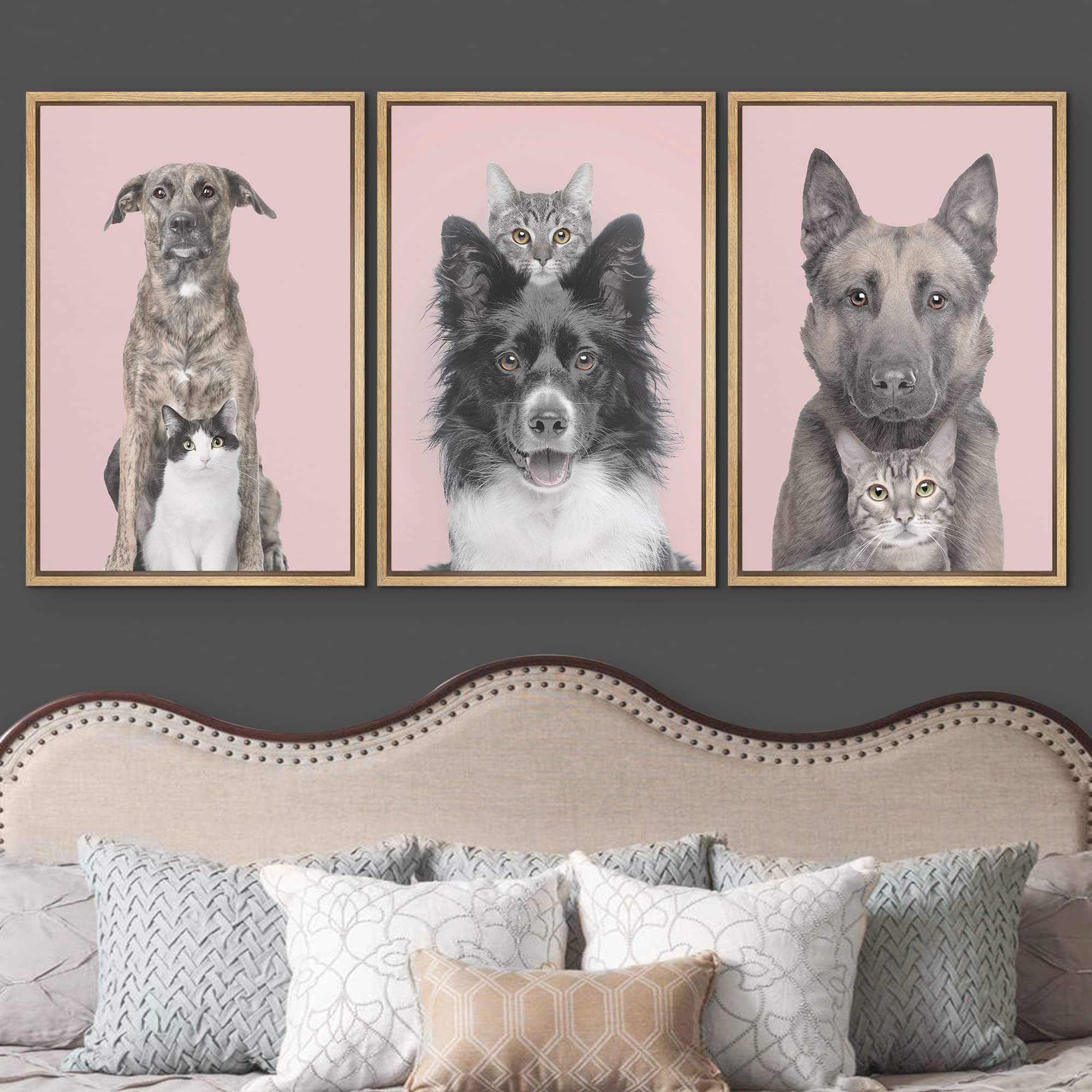 IDEA4WALL Animals Duotone Pastel Pink Dog Cat Portraits Animals Nature ...