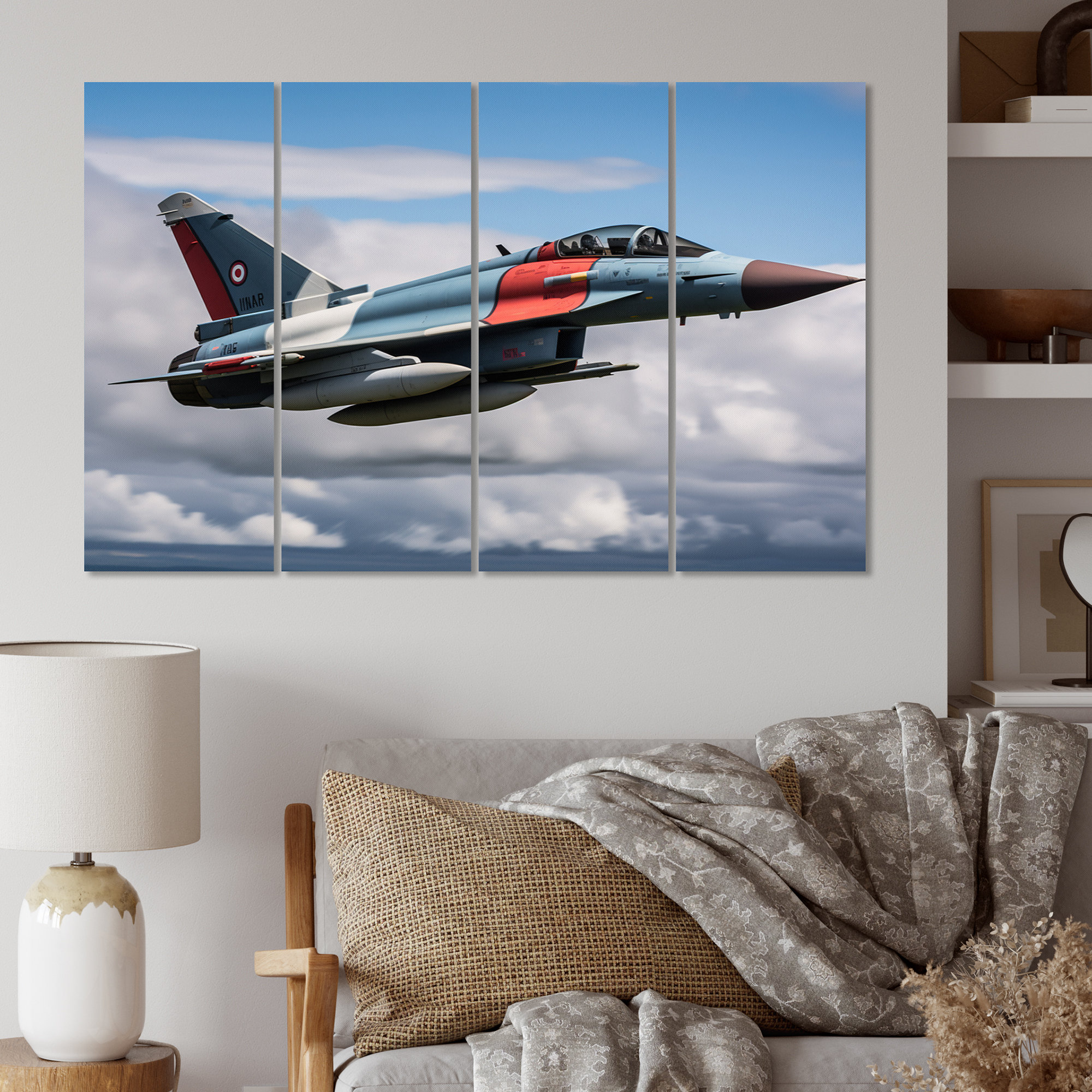 17 Stories Military Fighter Jet II - Military Wall Art Living Room - 4 ...