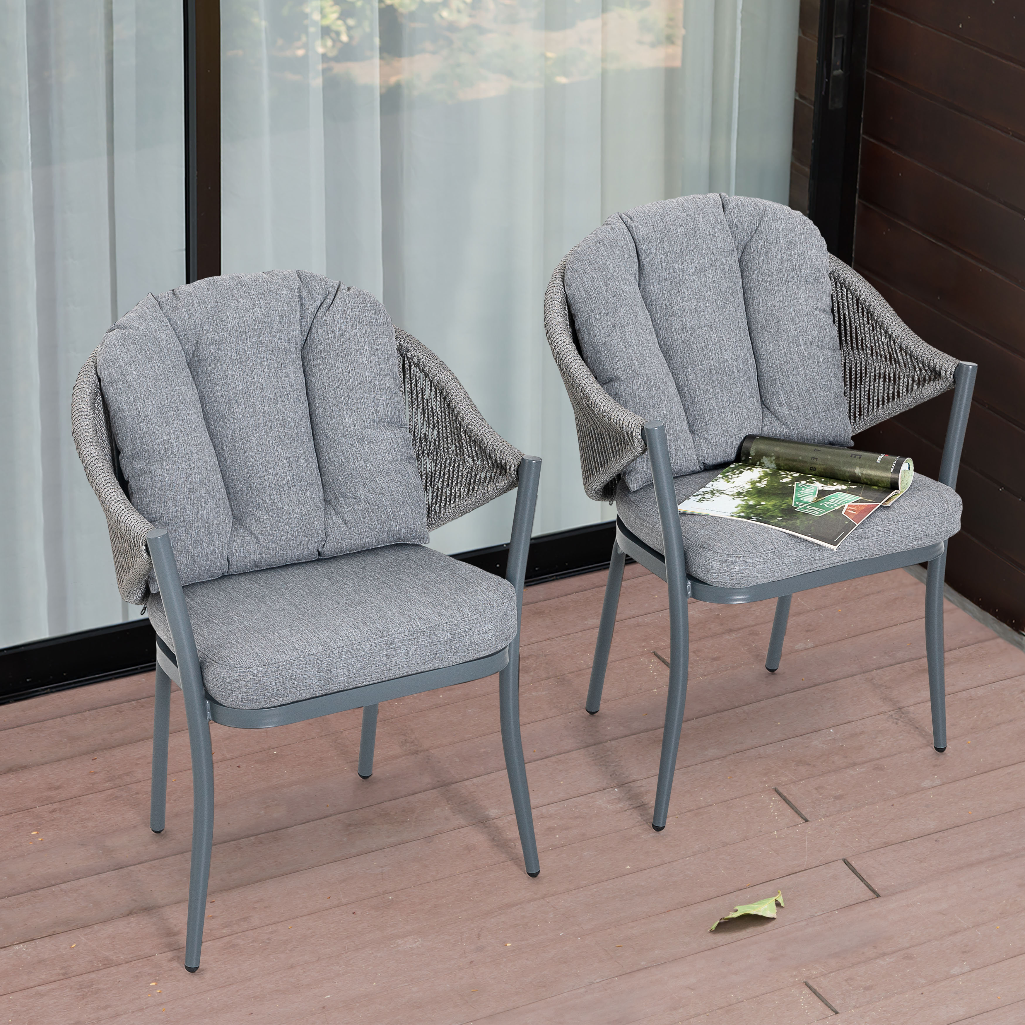 Corrigan Studio® Outdoor 2-piece Woven Rope Conversation Chair Set ...