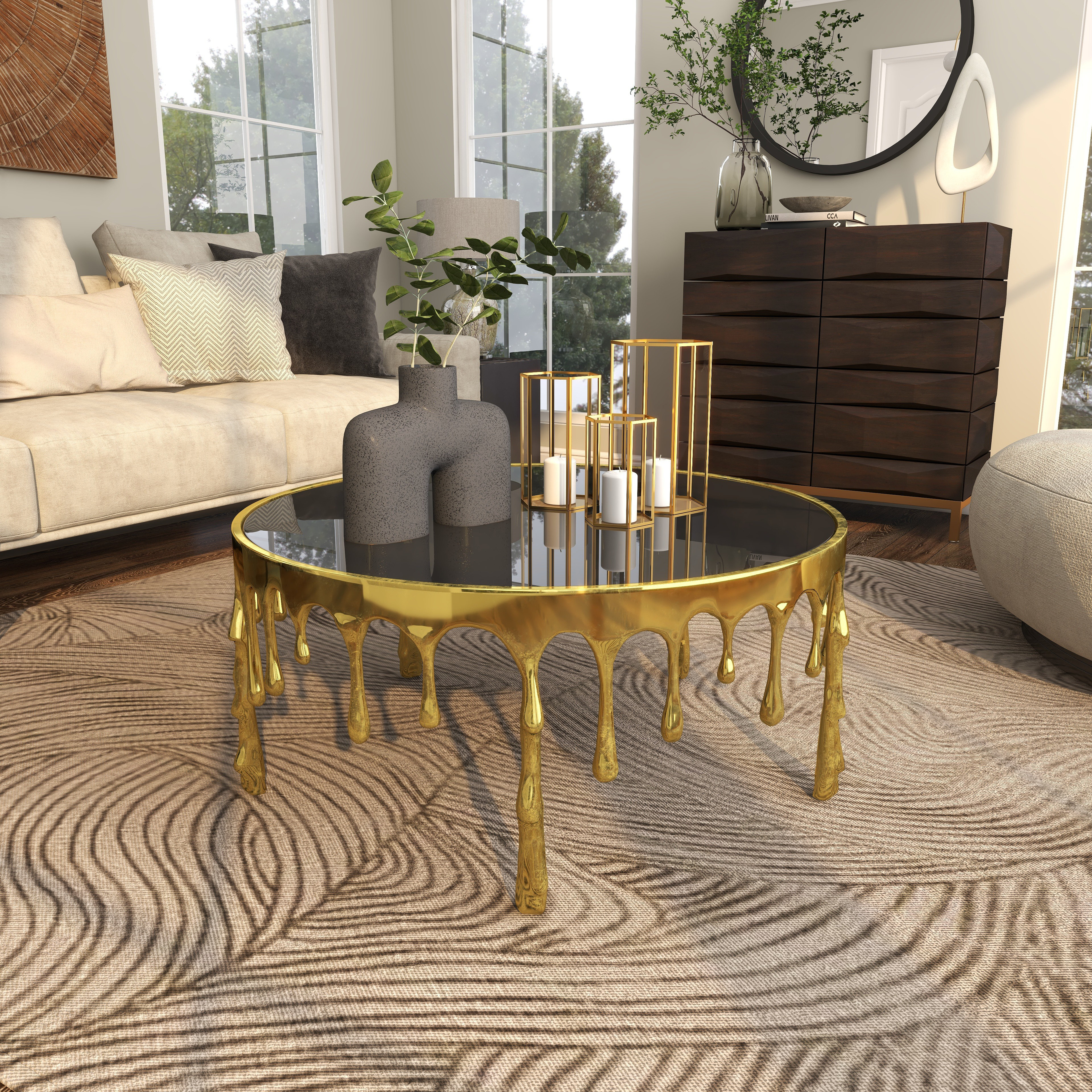 Langley Street® Aluminum Metal Drip Living Room Coffee Table with ...
