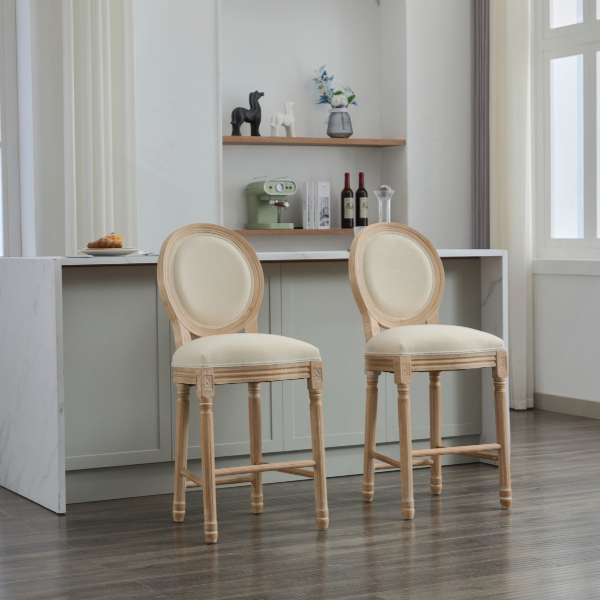 Red Barrel Studio Armless Dining Chair, Solid Wood Bar Stools Set of 2 ...