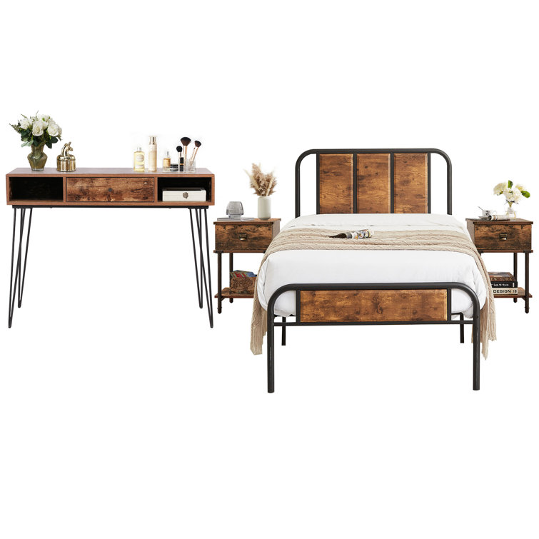 Trent Austin Design® Kempst 4 Pieces Bedroom Set Bed Frame Nightstands ...