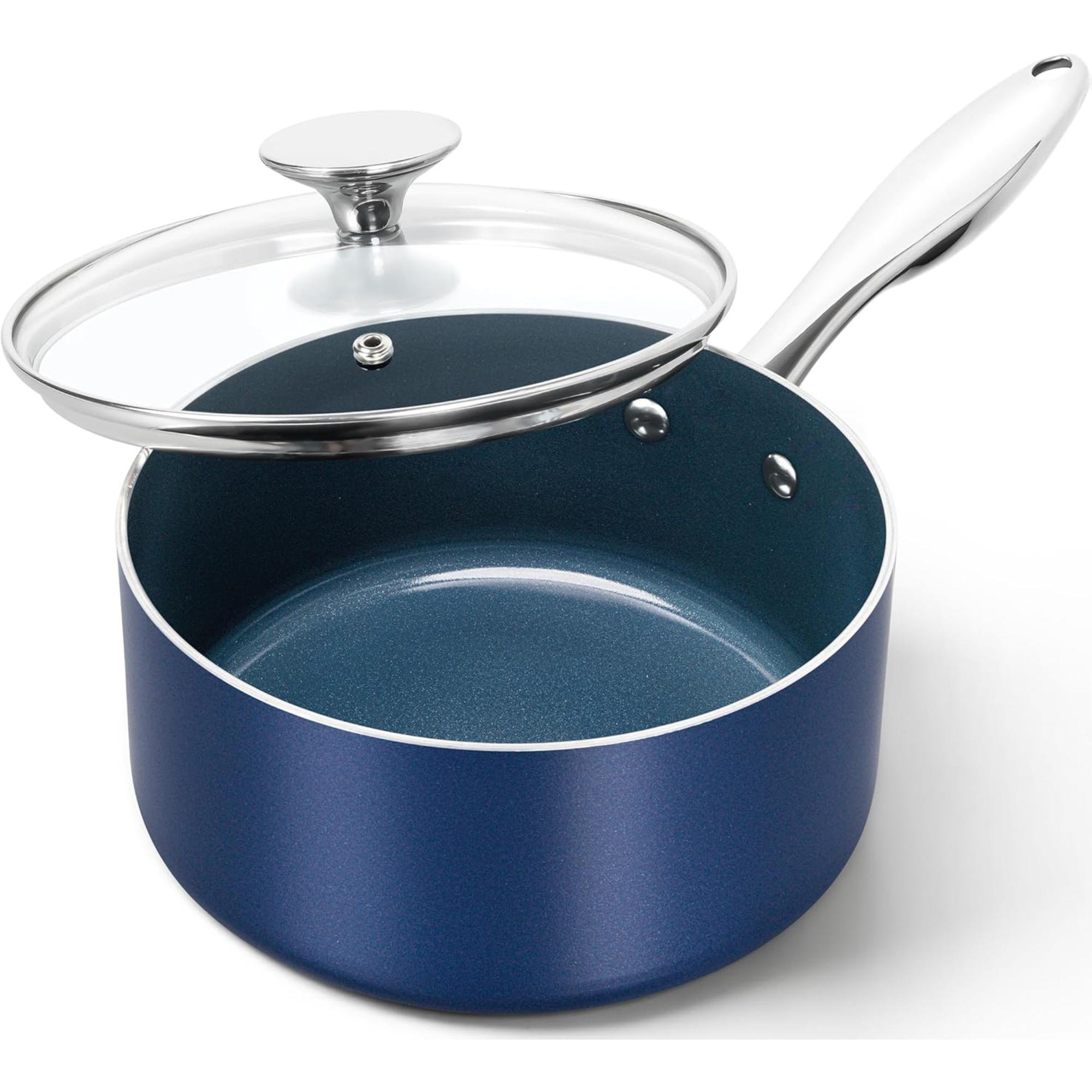 Textiles Hub 2 Quart Saucepan With Lid Nonstick Ceramic Sauce Pan With ...