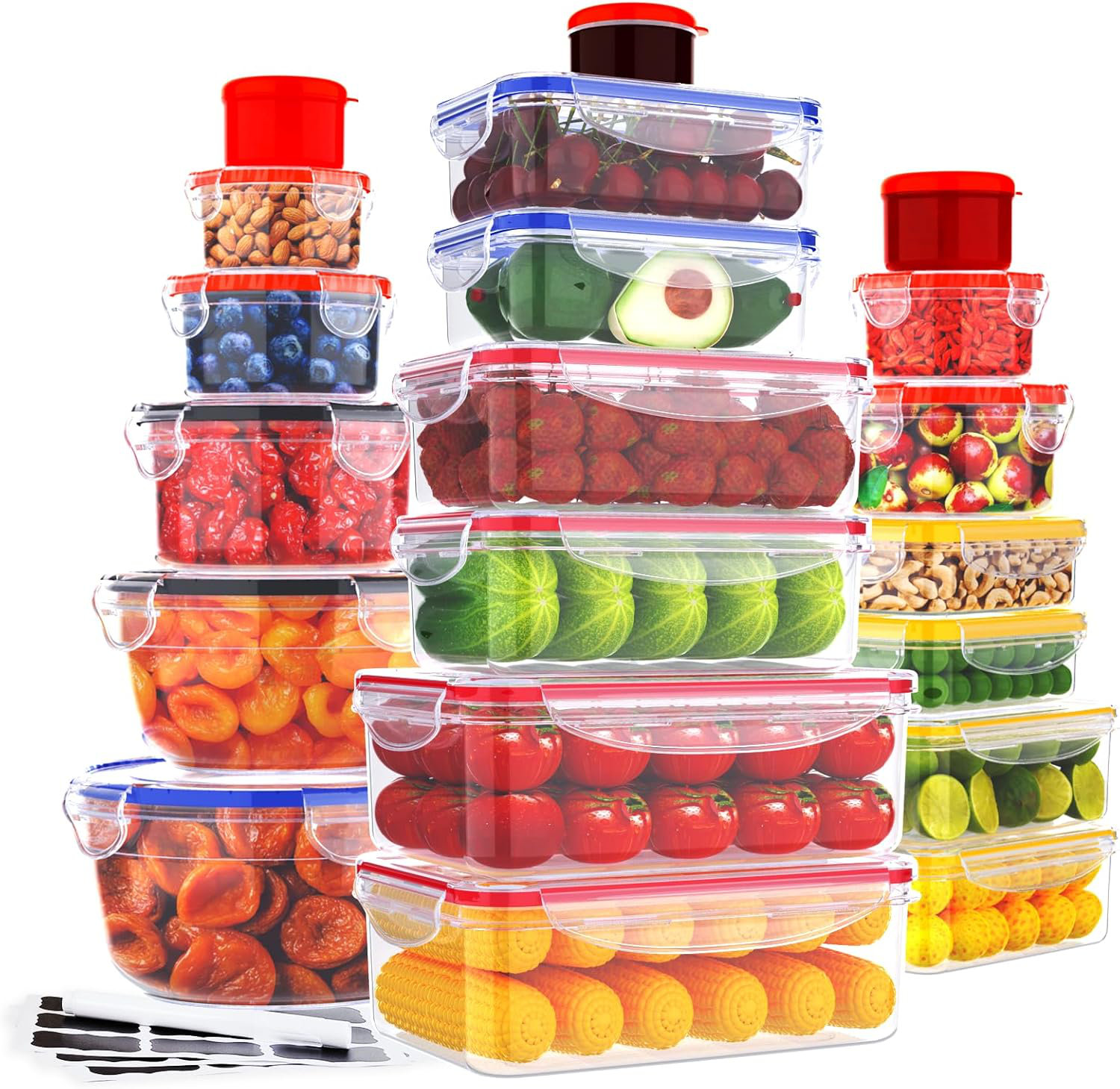 Prep & Savour 40 Large Food Storage Containers With LIDS -85 Oz To ...