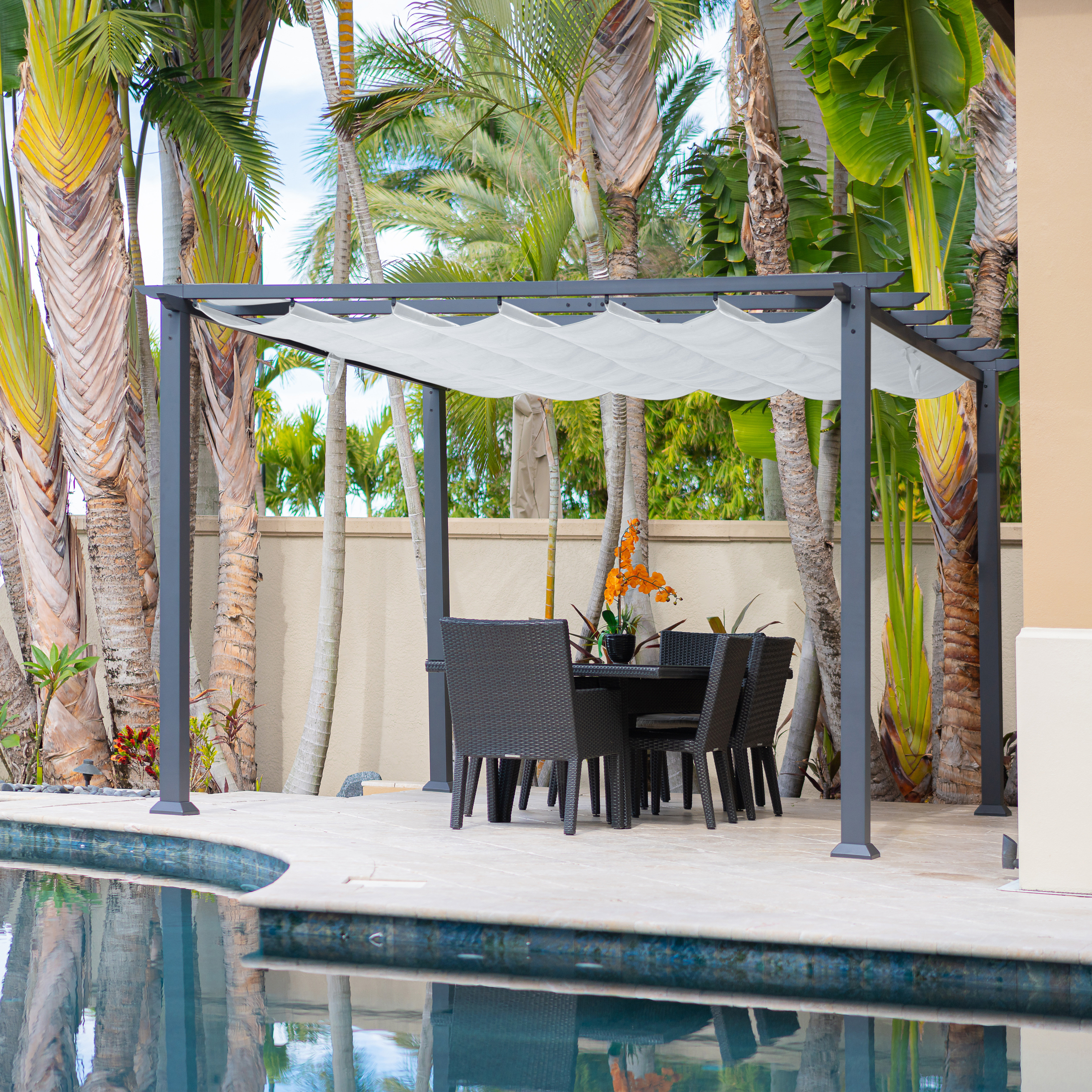 Paragon-Outdoor Florence Aluminum Pergola in Gray Powder-Coated Finish ...