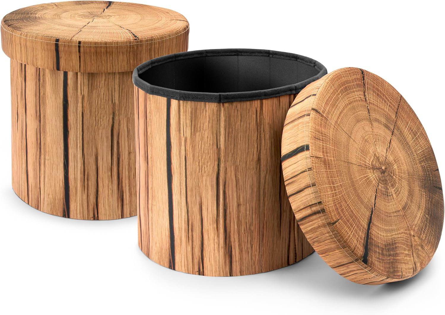 Sorbus Tree Stump Stool, Storage Ottoman 15 Inch Fake Tree Stumps Log ...