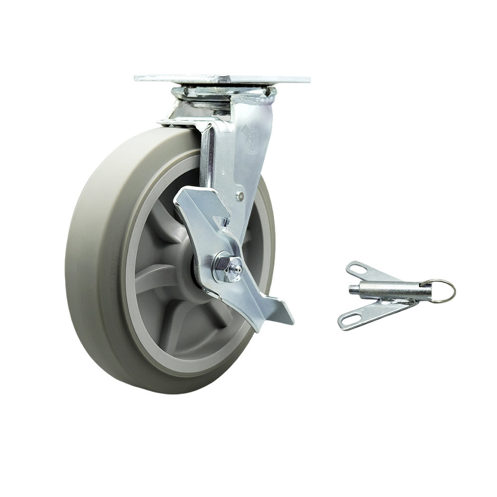 Service Caster 8 Inch Thermoplastic Rubber Caster with Ball Bearing and ...