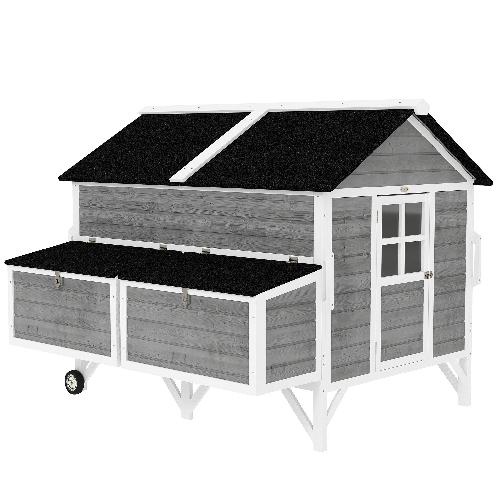 Archie & Oscar™ 59" Wooden Chicken Coop, Mobile Chicken Tractor with ...