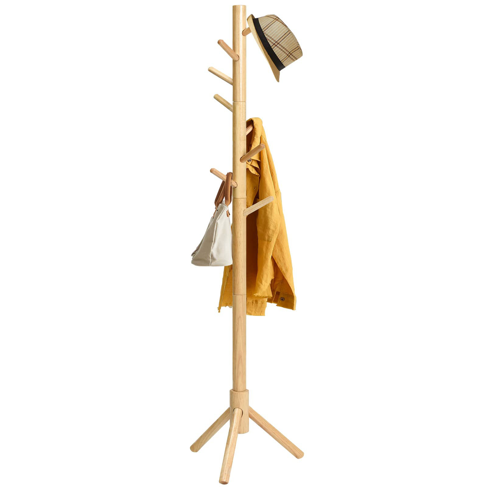 George Oliver Coat Rack Freestanding, Wooden Coat Tree With 3 ...