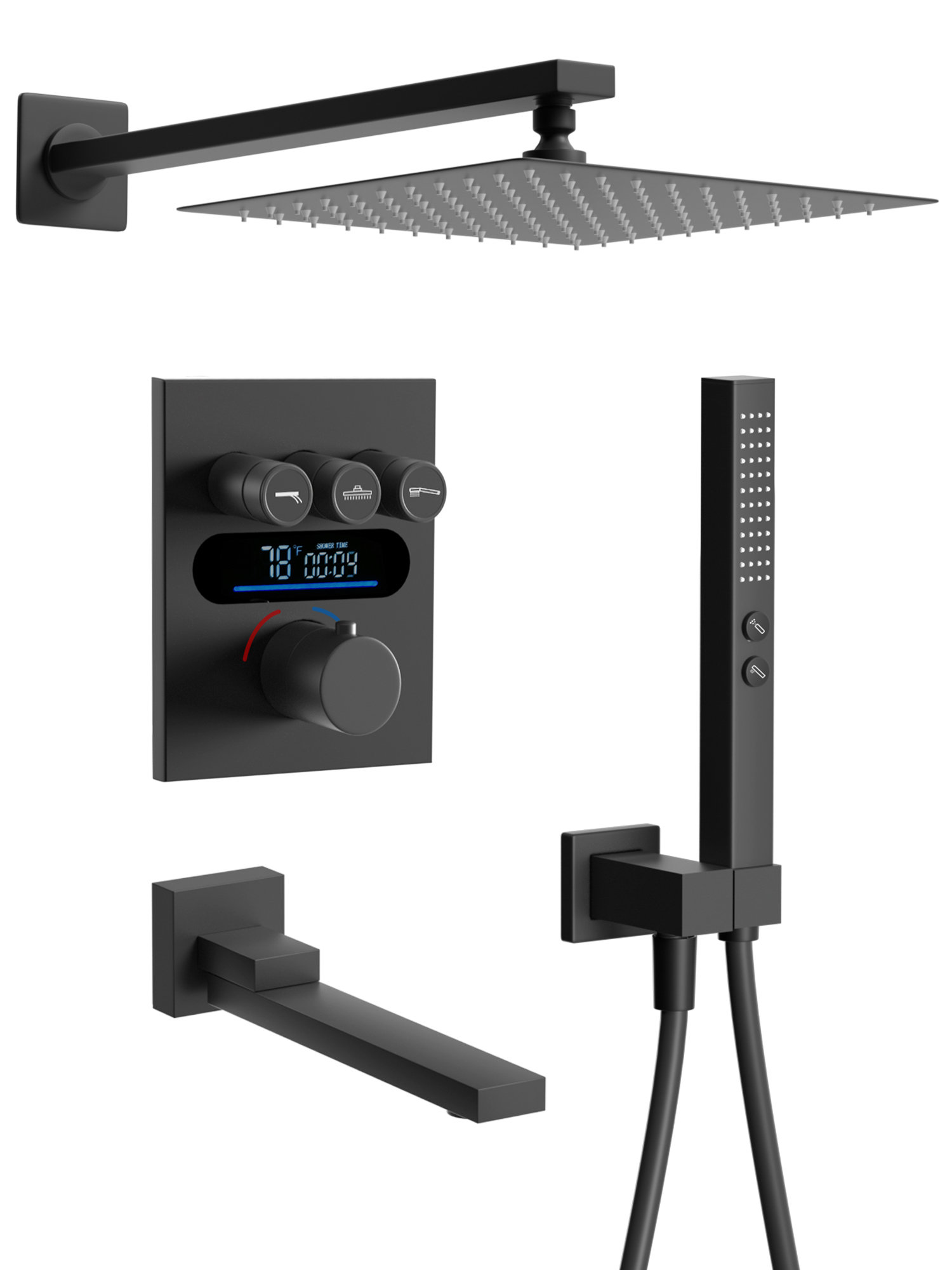 Lefton Shower System In Fahrenheit Display (battery-free), 10” Overhead ...
