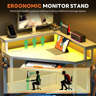 17 Stories Corner Desk with LED Triangle Corner Desk with Storage for ...