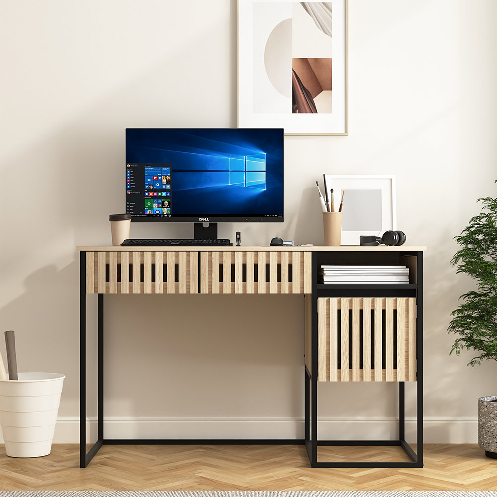 17 Stories Grille Modern Minimalist Computer Desk With Storage Drawers ...
