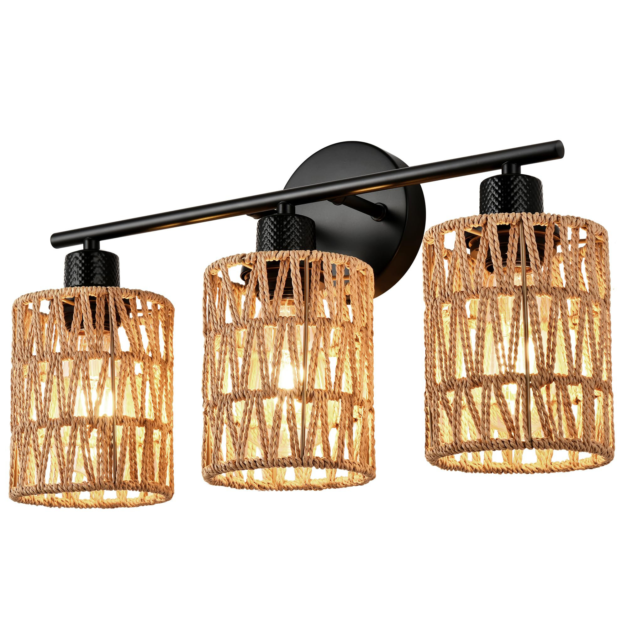Bayou Breeze Carnesha 3 Light Rattan Vanity Light | Wayfair