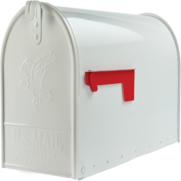 RIZPET Mailboxes Elite Large Capacity Galvanized Steel White, Post ...