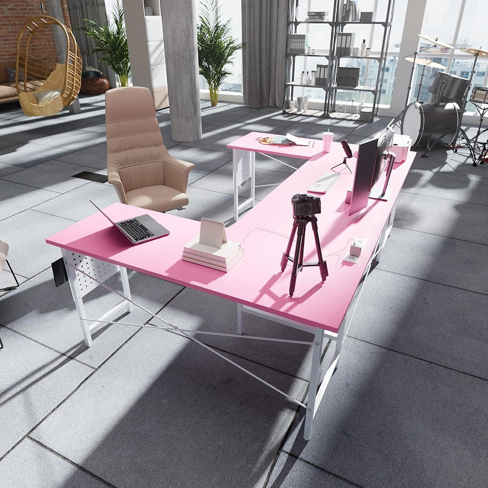 Inbox Zero 71 Inch Large Computer Desk With Power Outlets | Wayfair