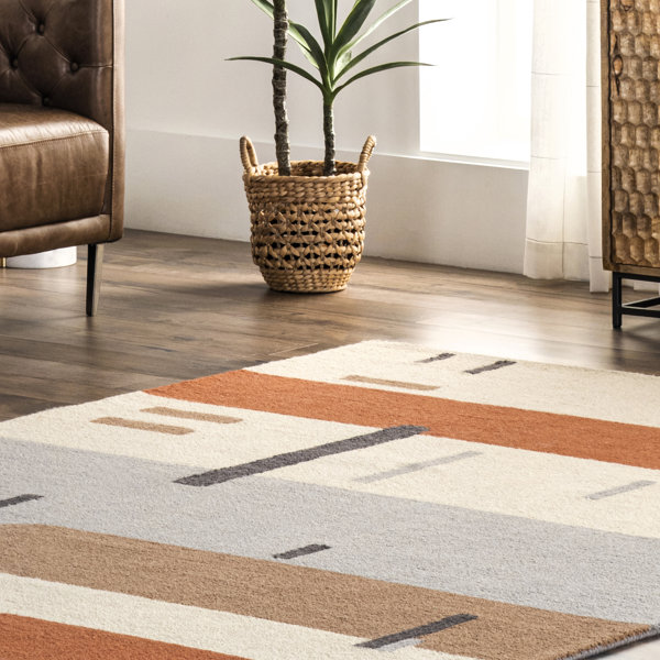 Orren Ellis Ludolf Flatweave Wool Abstract Rug & Reviews | Wayfair