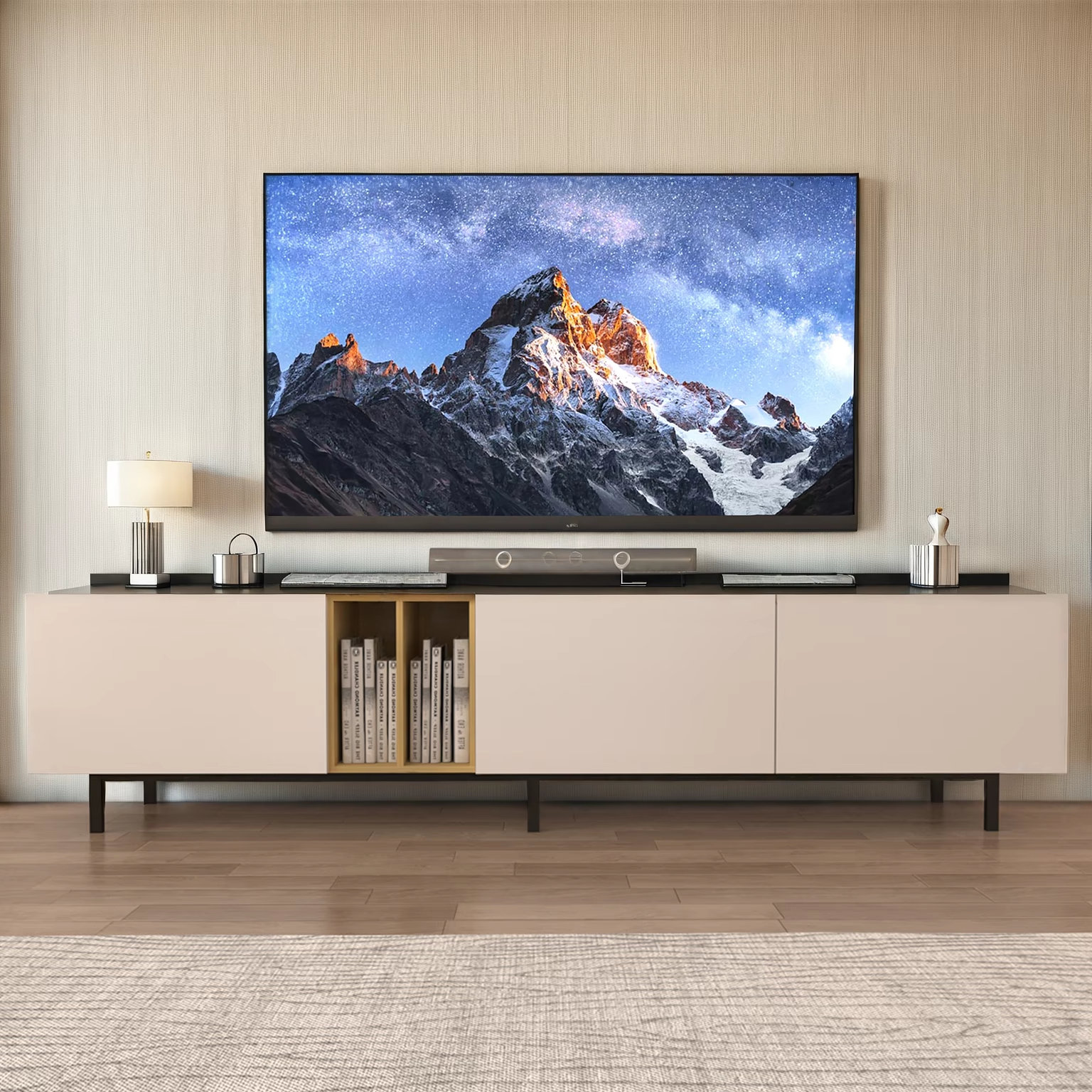 Ebern Designs TV Console With Big Storage Cabinets, Modern TV Stand ...