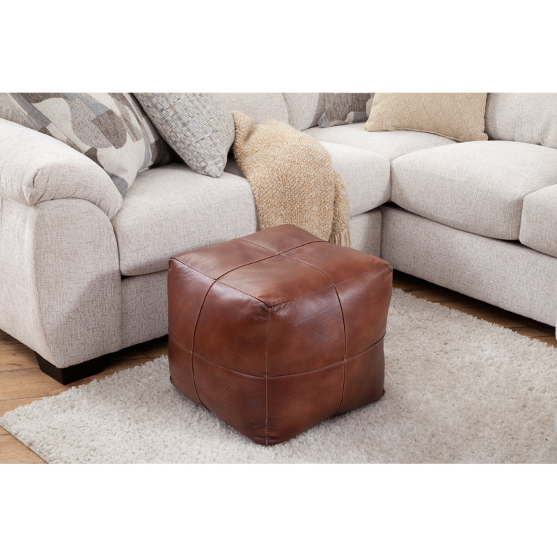 17 Stories Vladiana Genuine Leather Square End Table Pouf & Reviews ...