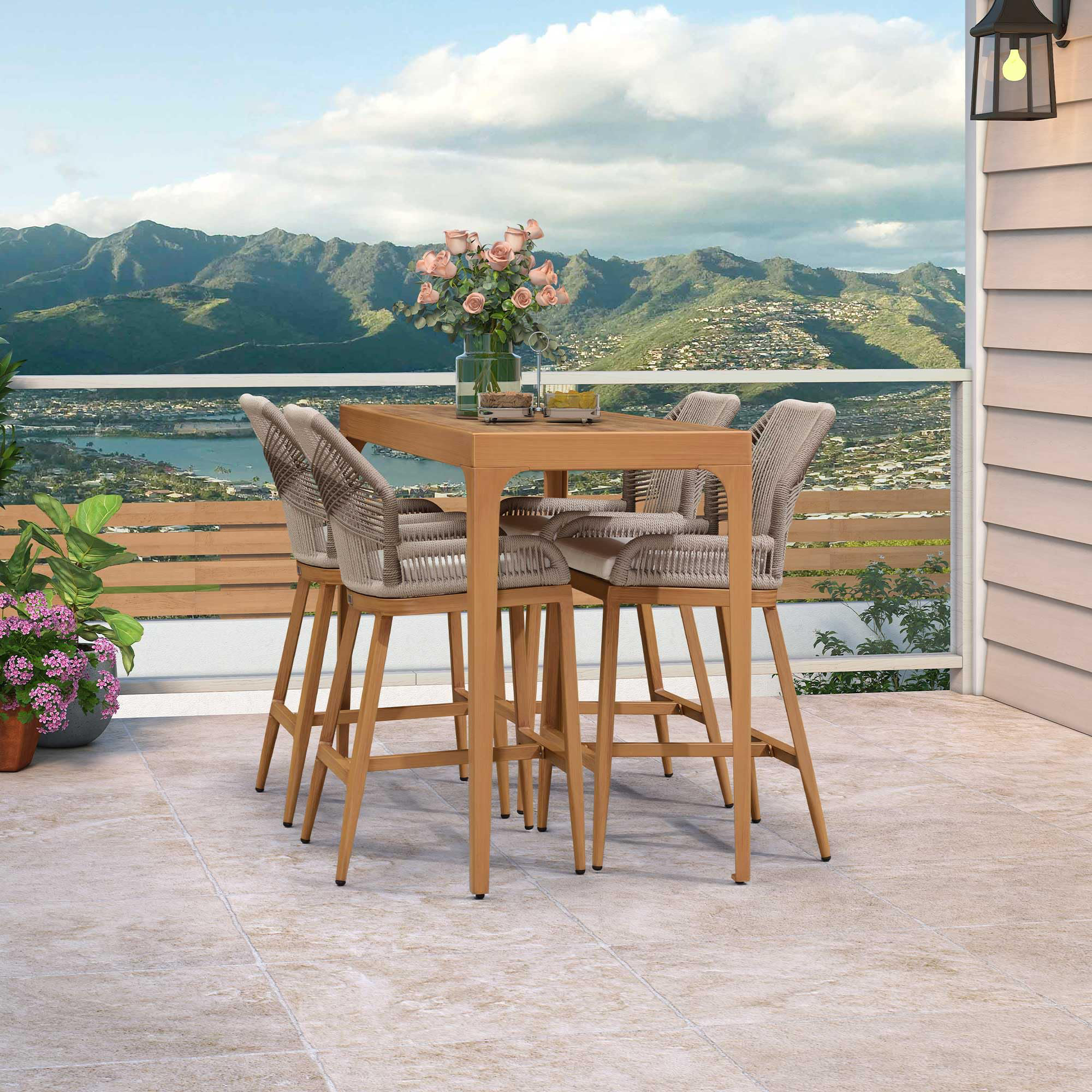 George Oliver Counter Height Table Patio Rectangular Table Dining ...