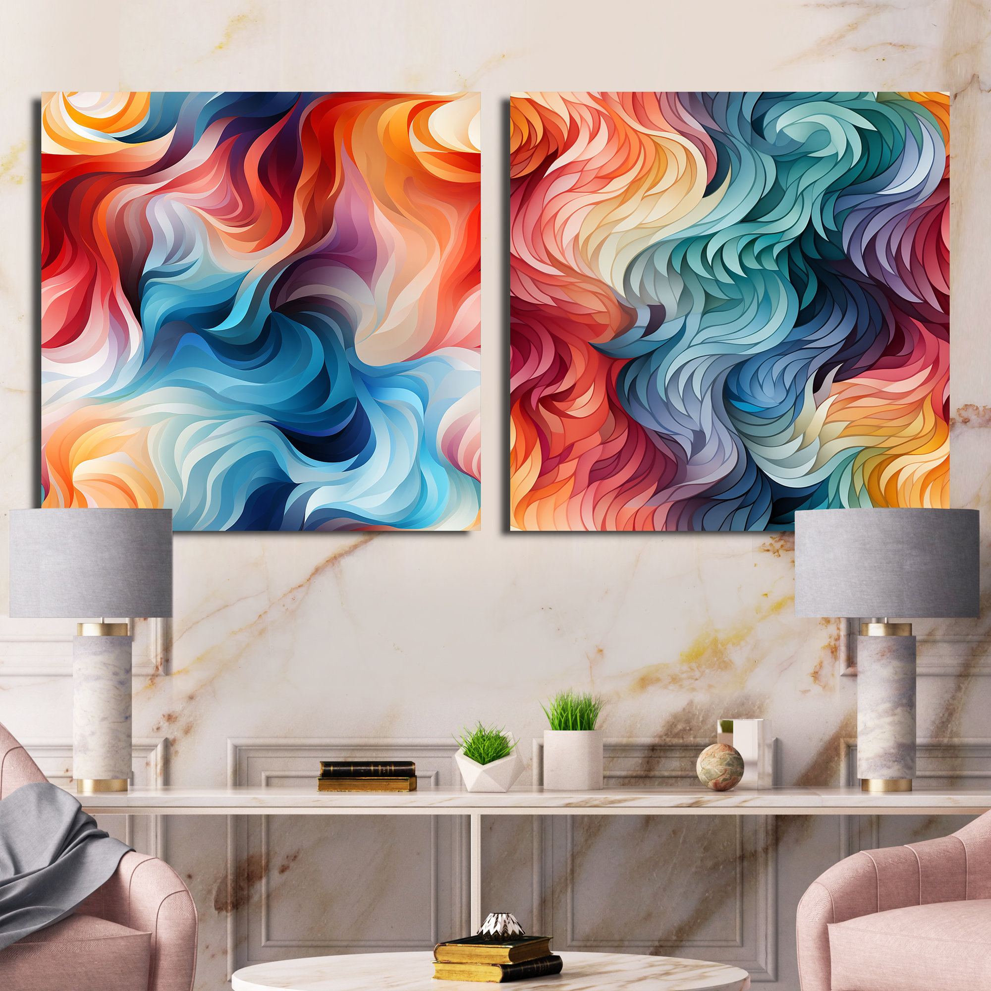 Design Art Colorful Watercolor Whirls Echos - Abstract Collages Square ...