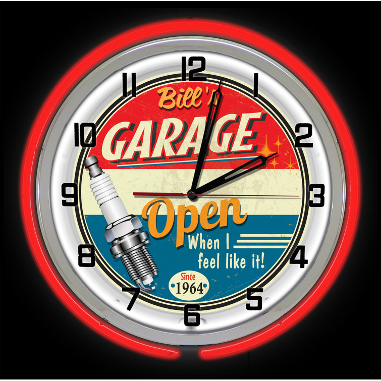 Redeye Laserworks Neon Garage Wall Clock | Wayfair