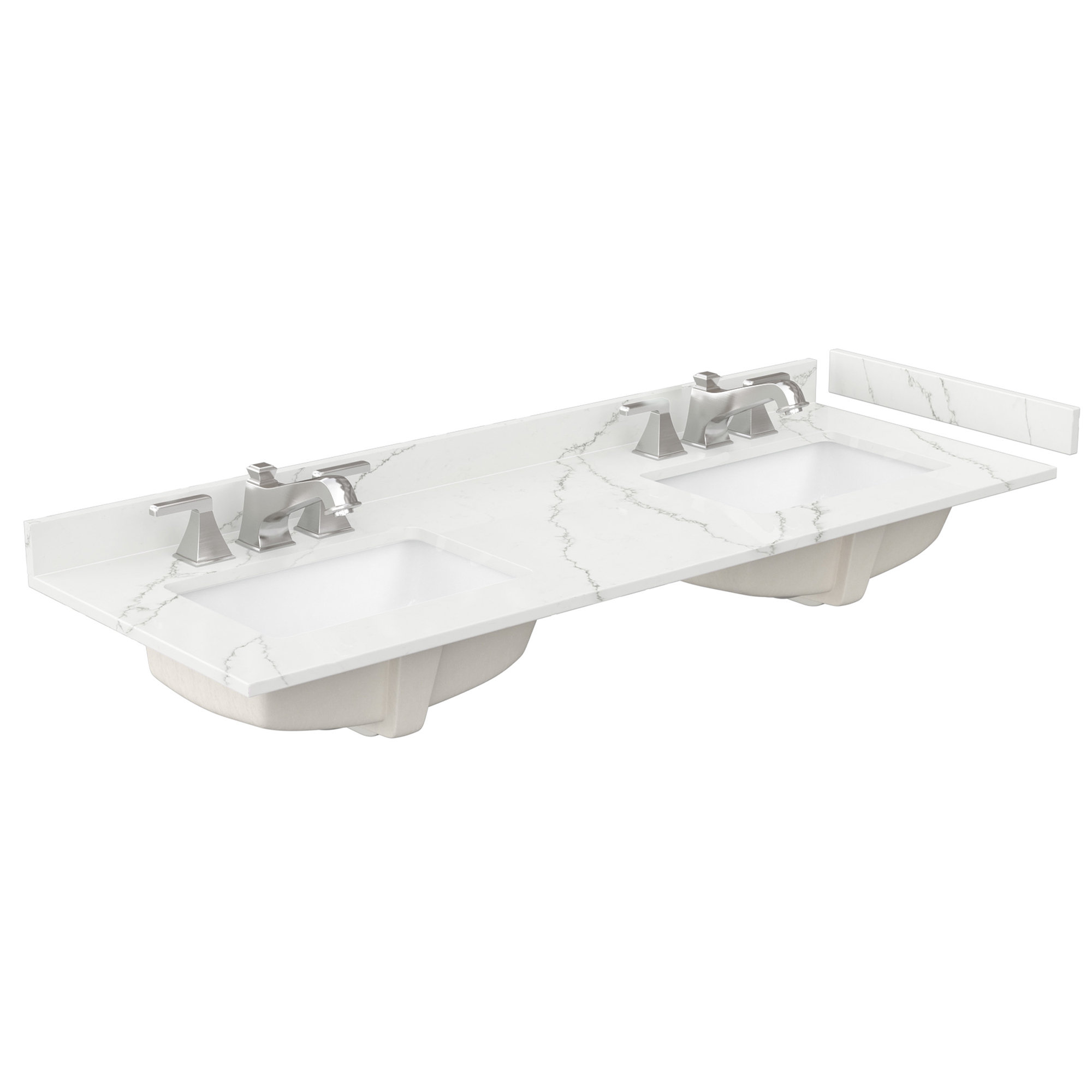 Wyndham Collection 60" Double Countertop with Square Sinks (1-Hole ...
