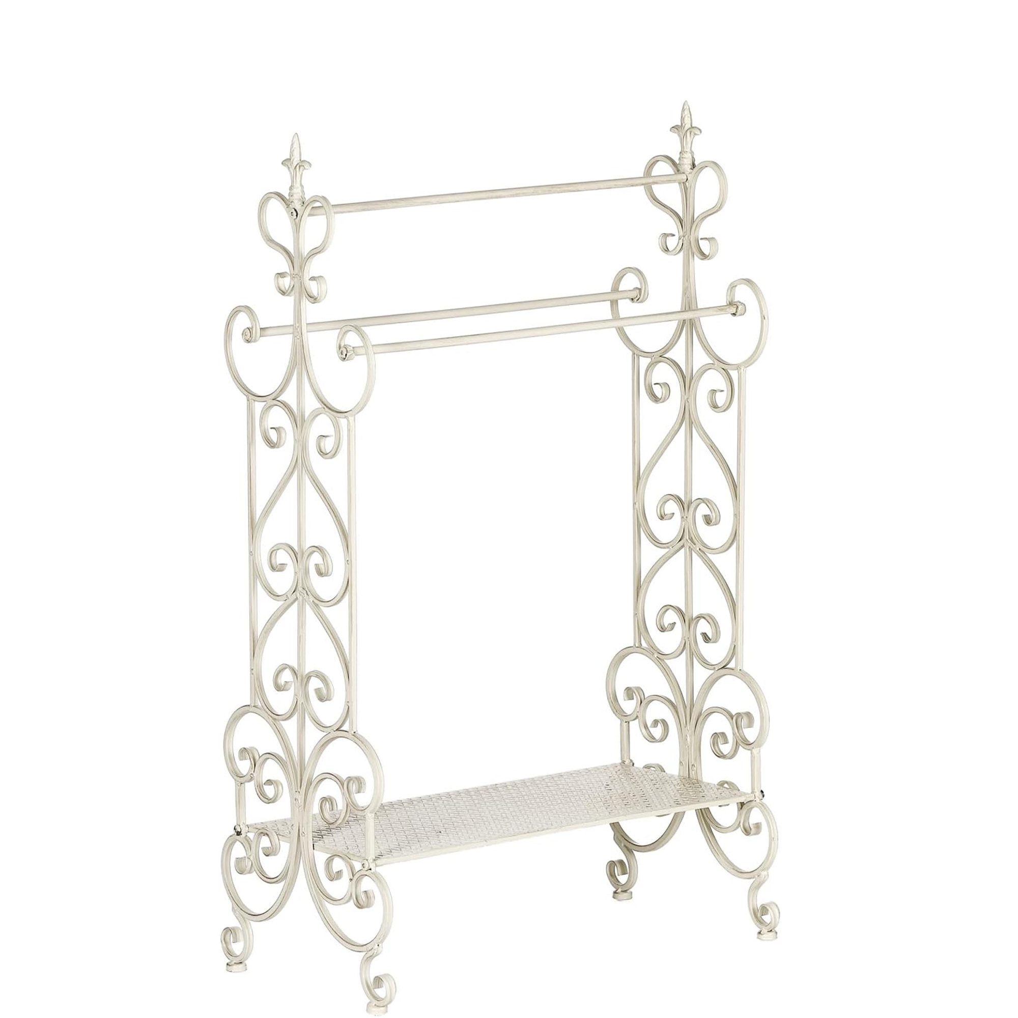 QIANXING 3 Tier Metal Towel Rack Freestanding, White Floor Towel Rack ...