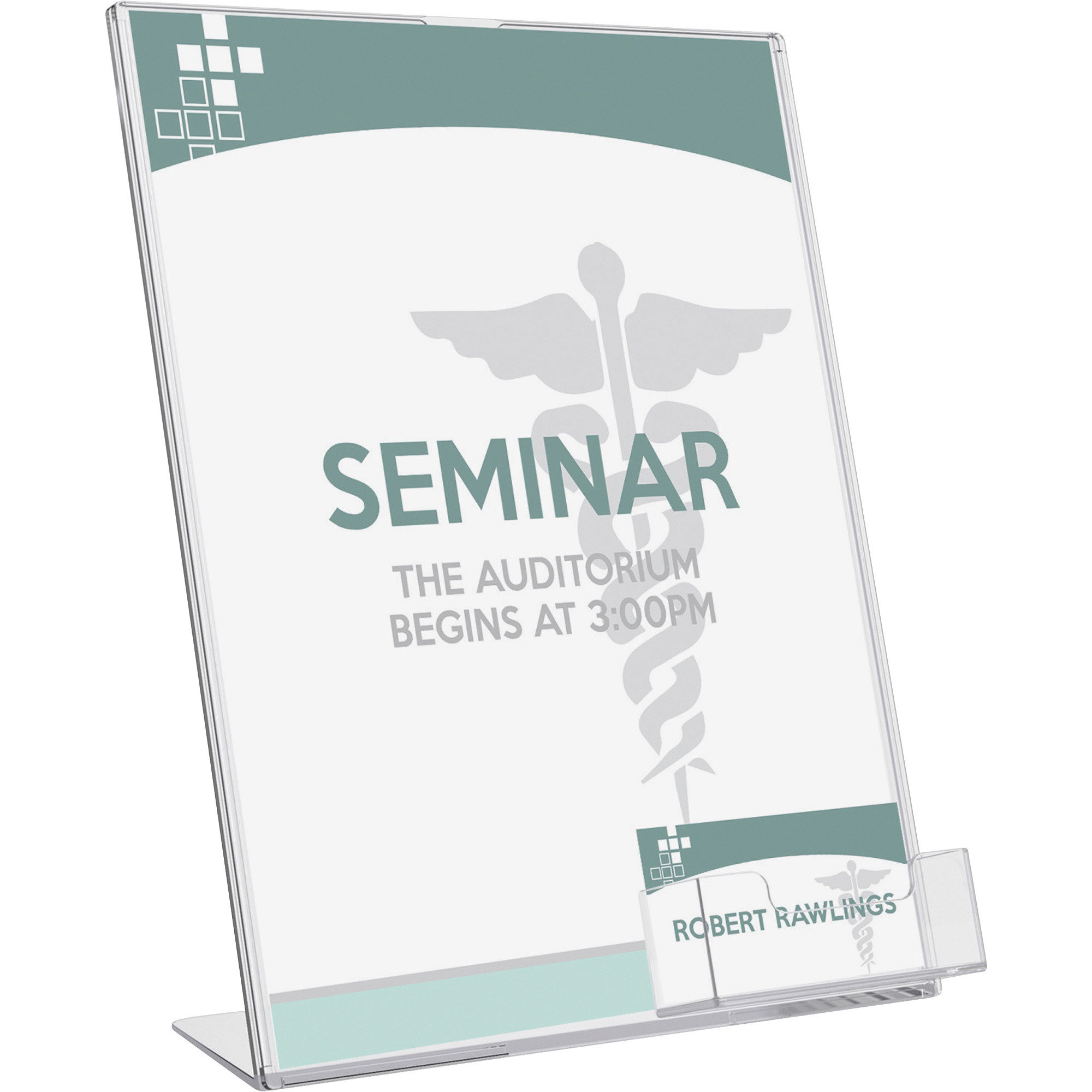 Deflect-O Corporation Image Plastic Sign Holder with Business Card Slot ...