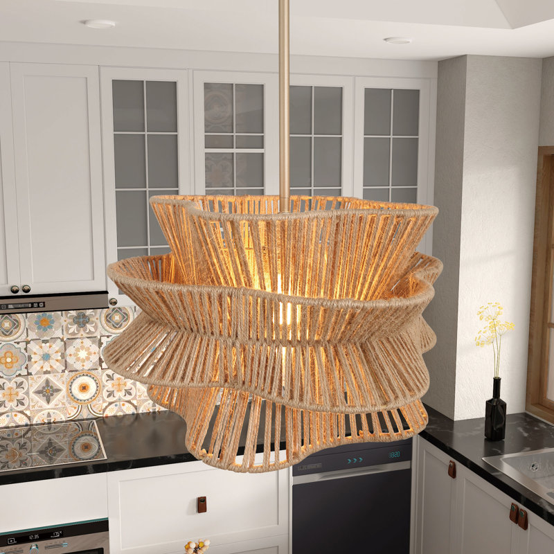 Joss & Main Towne 1 - Light Dimmable Woven Rope Pendant & Reviews | Wayfair