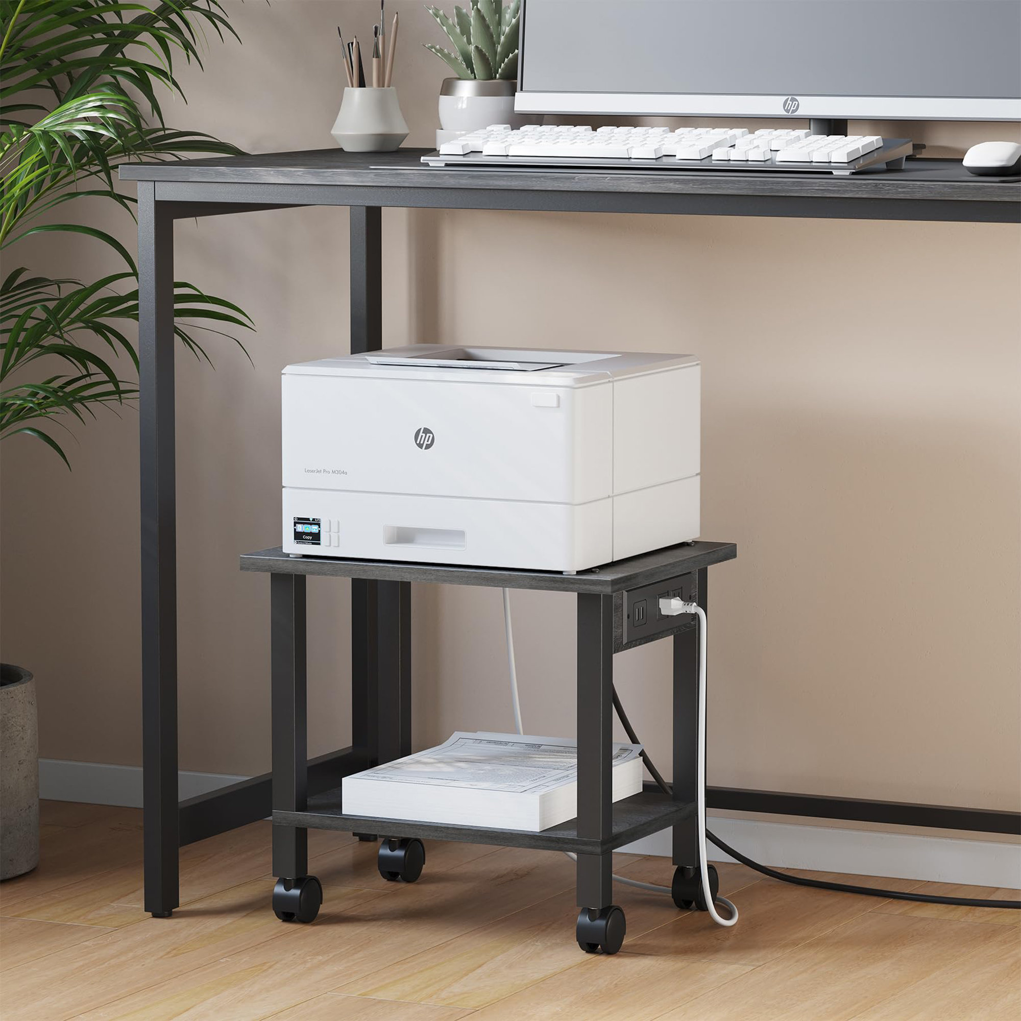 BINNBOX Rolling Printer Cart with Power Outlets and USB Ports | Wayfair