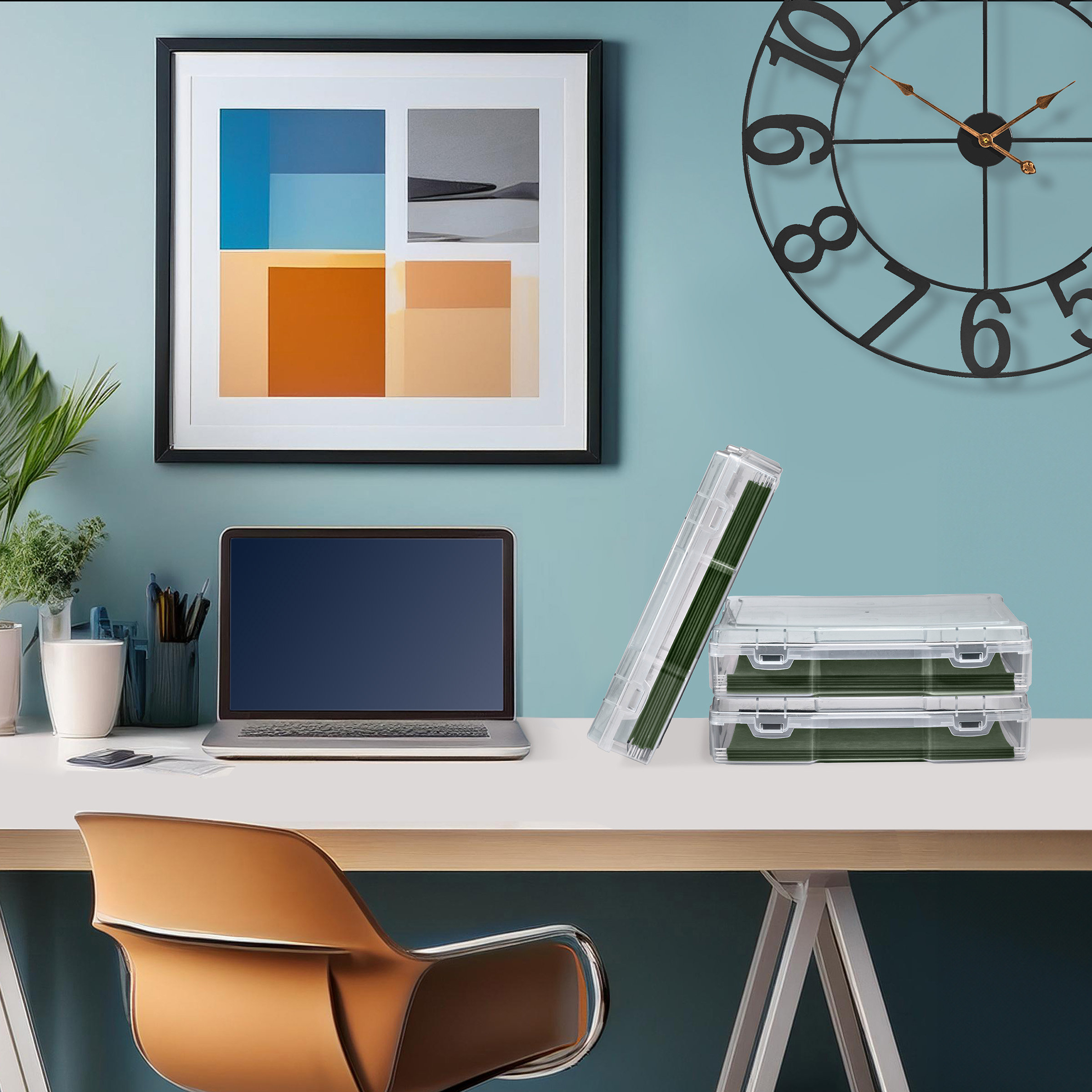 Sorbus Set Of 3 Wide Hanging File Organizer Bin Clear Plastic Stackable ...