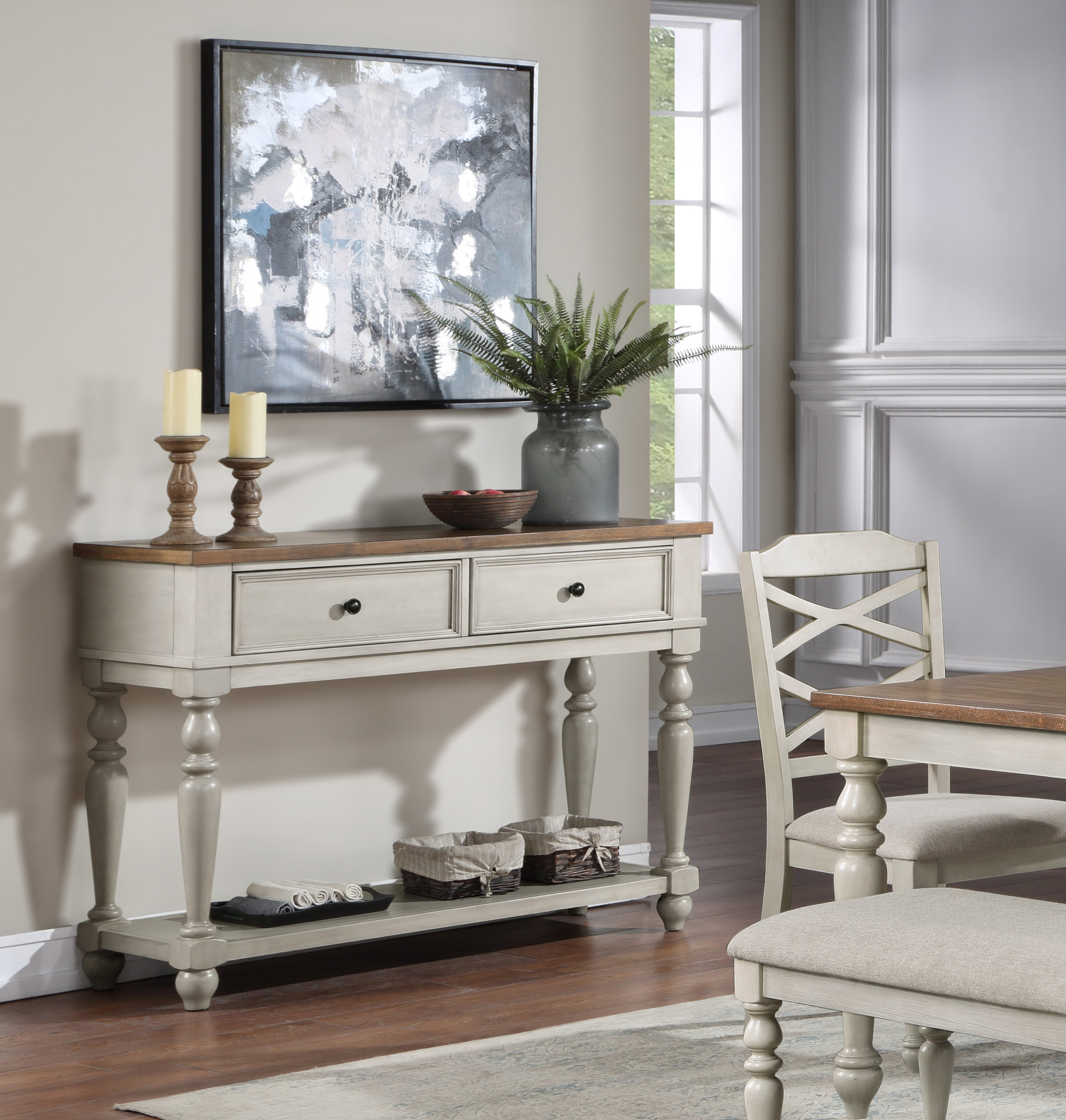 Ophelia & Co. Cambra 52" Wide 2 Drawer Solid Wood Buffet Table ...