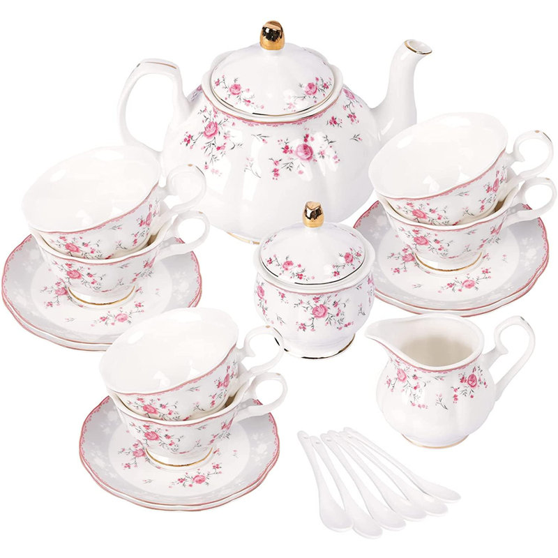 Red Barrel Studio® Vintage Porcelain Tea Set Tea Party, Tea Cup And ...