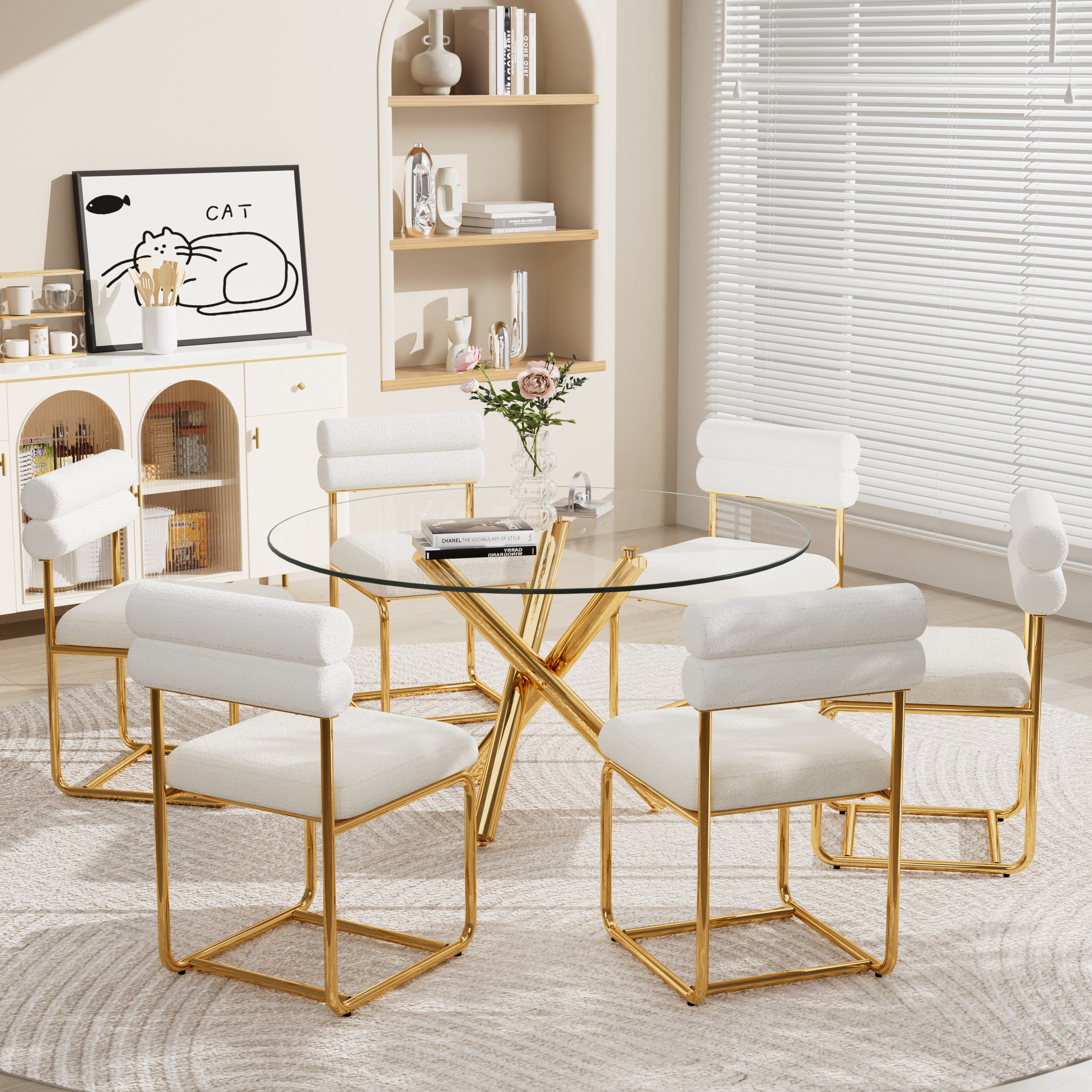 Mercer41 Round Glass Dining Table Set - Wayfair Canada