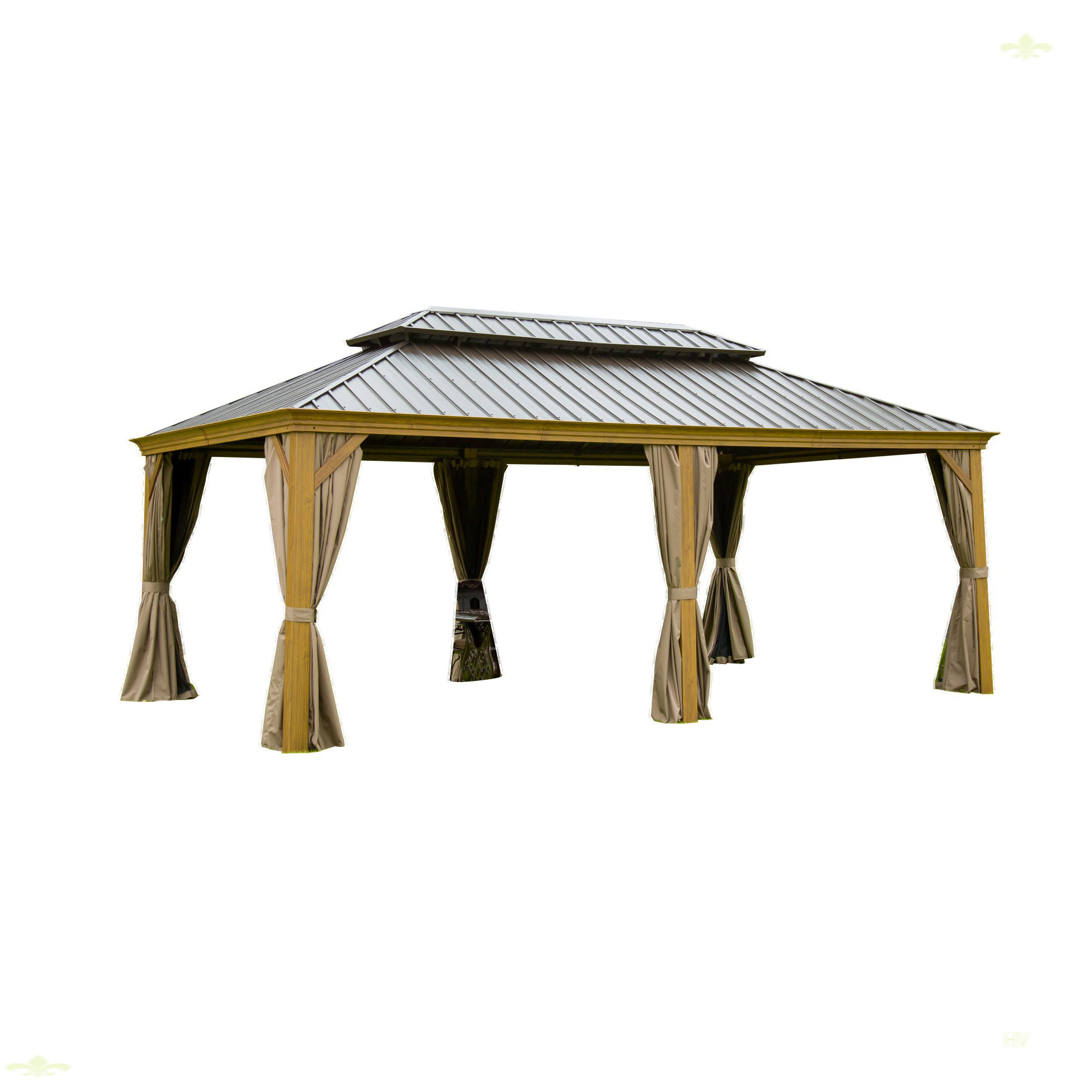 HomeViewto Wooden Coated Aluminum Frame Canopy With Galvanized Steel ...