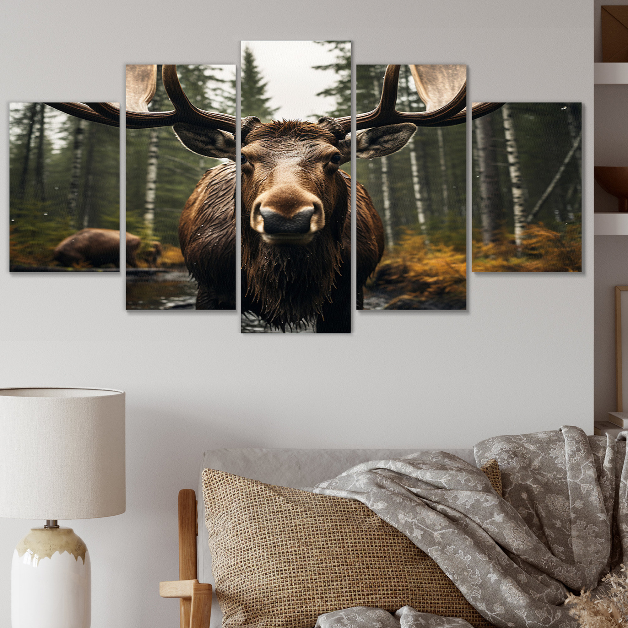 Loon Peak® Brown Yellow Moose Majestic - Animals Canvas Print - 5 ...