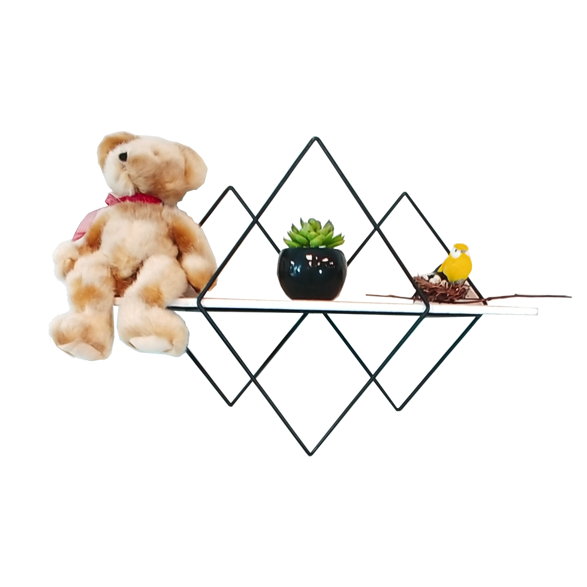 Wrought Studio™ Mengiste Geometric Floating Wall Mount Shelf, Geometric ...