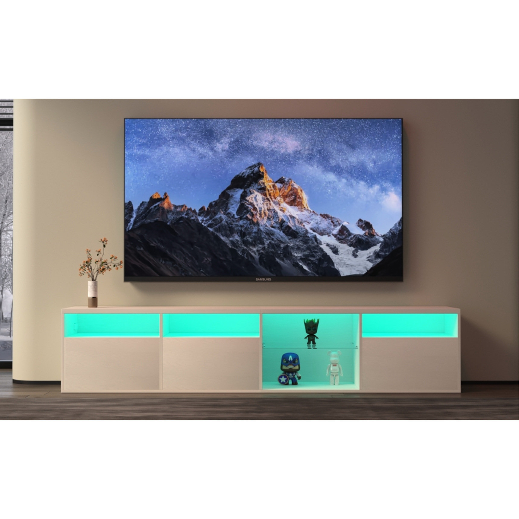 Ivy Bronx Modern Tv Console With Storage, 82.6 Inch, Full Color ...